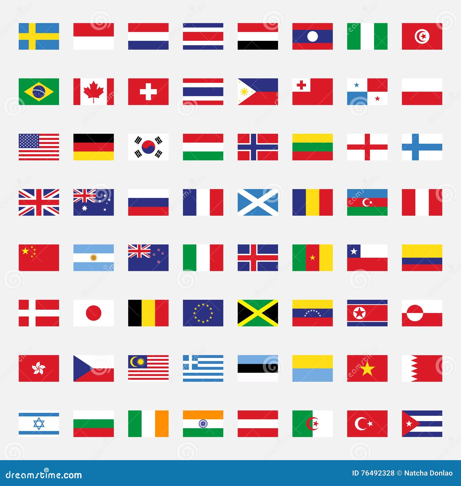 Set of Flags Flat Design Illustration Stock Illustration - Illustration ...