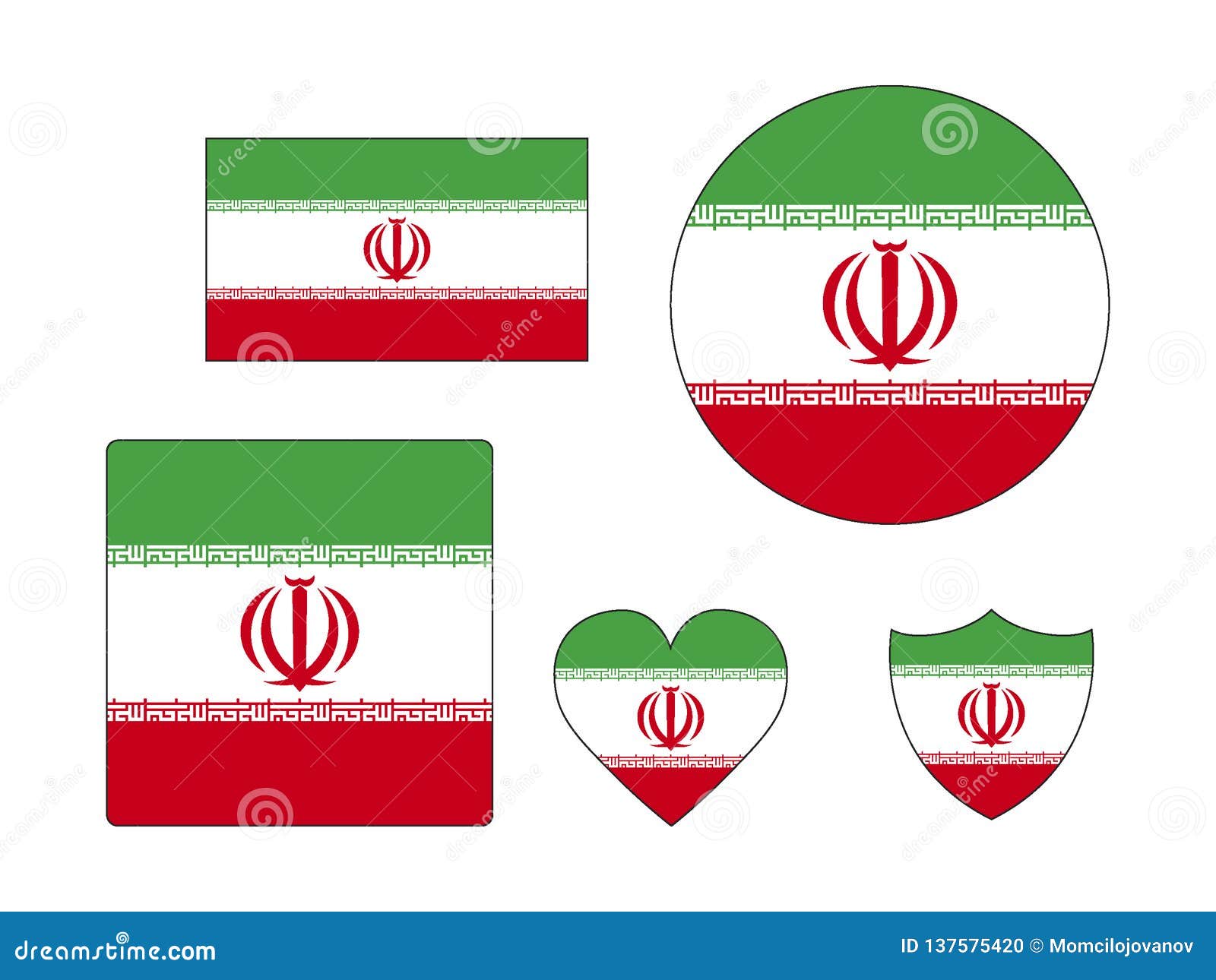 Set of Flags of Iran stock vector. Illustration of alderney - 137575420
