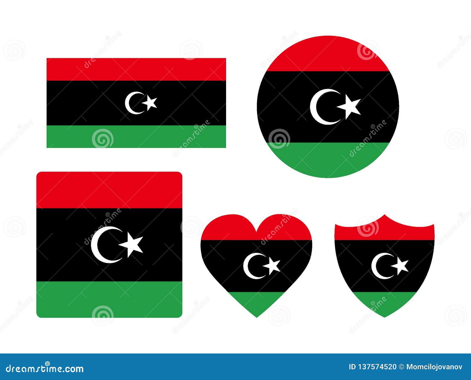 Set of Flags of Libya stock vector. Illustration of aland - 137574520