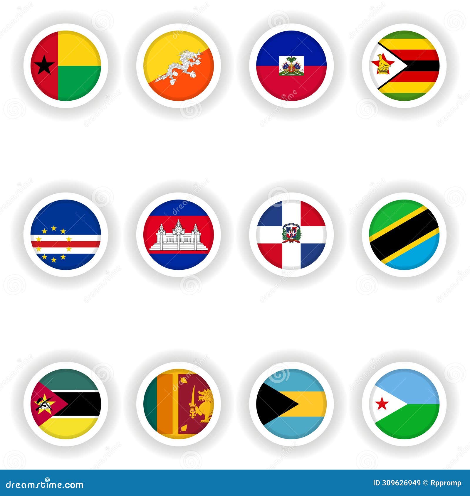 Set of Flags in a Round Button Stock Vector - Illustration of language ...