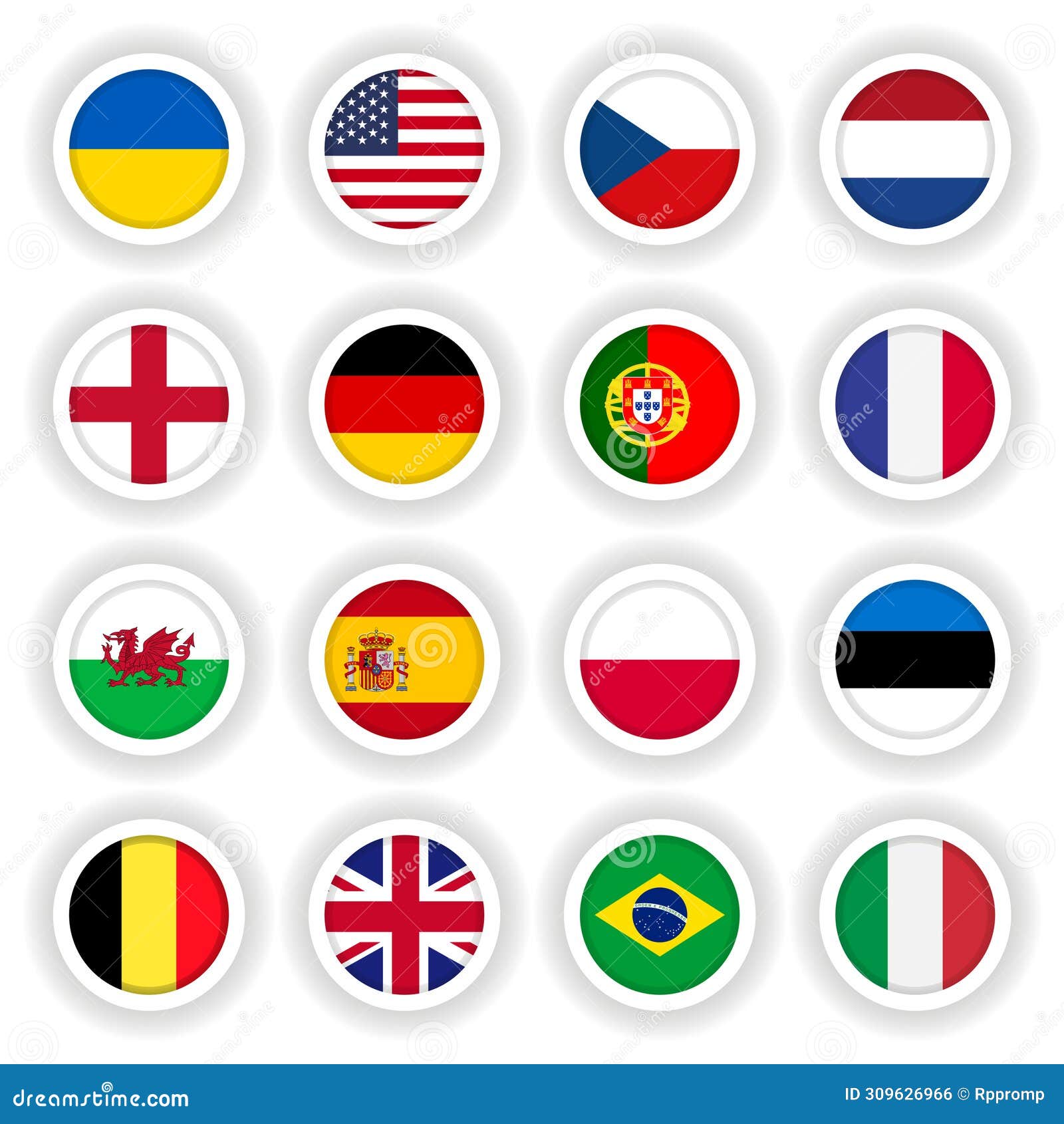 Set of Flags Round 3D Buttons Stock Vector - Illustration of element ...