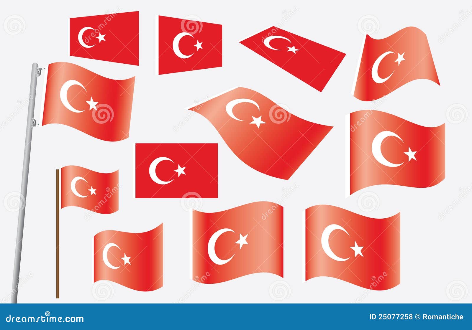 Set of flags of Turkey stock vector. Illustration of civil - 25077258
