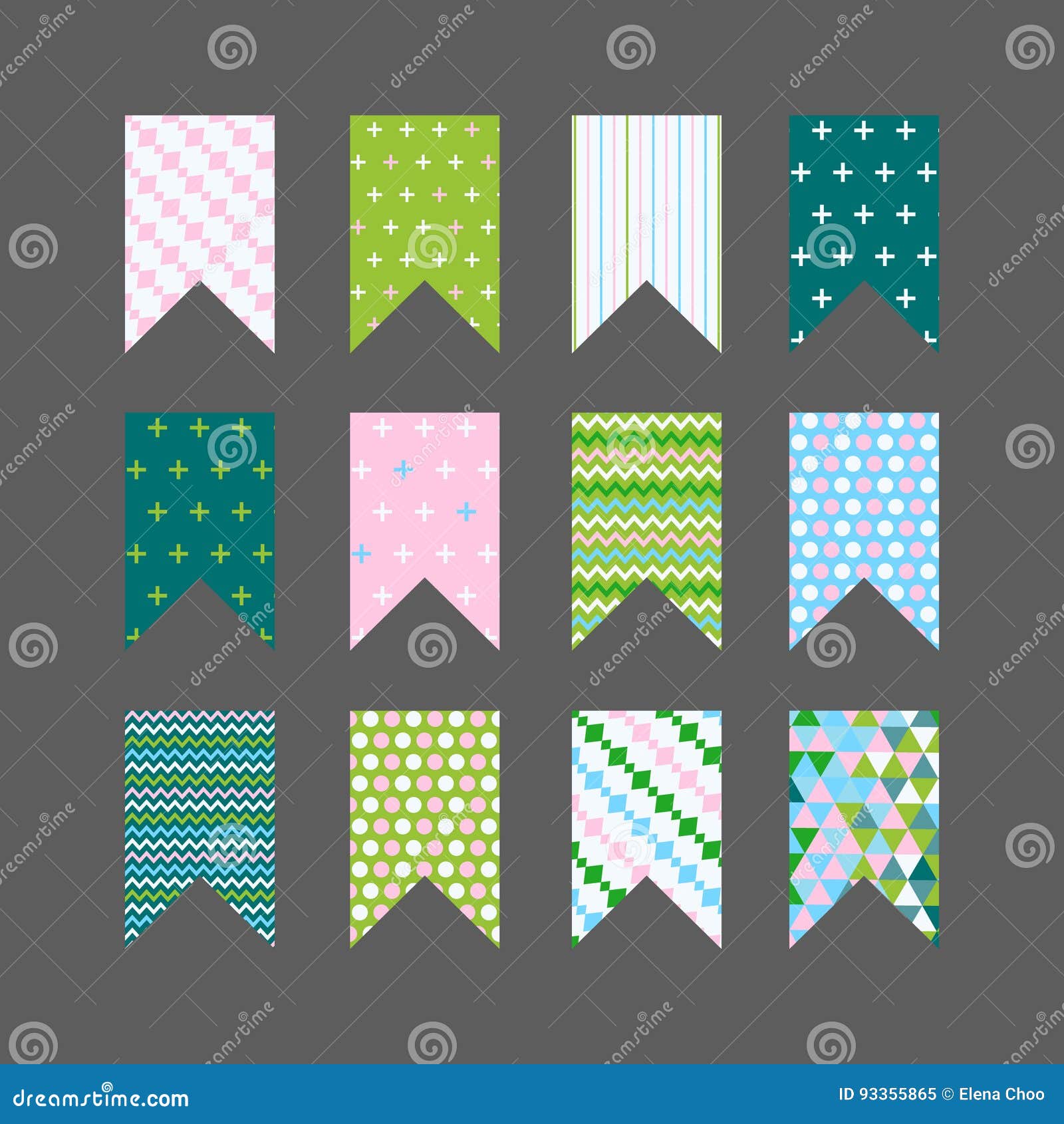 Set with Flags. Vector Illustration. EPS 10 Stock Vector - Illustration ...