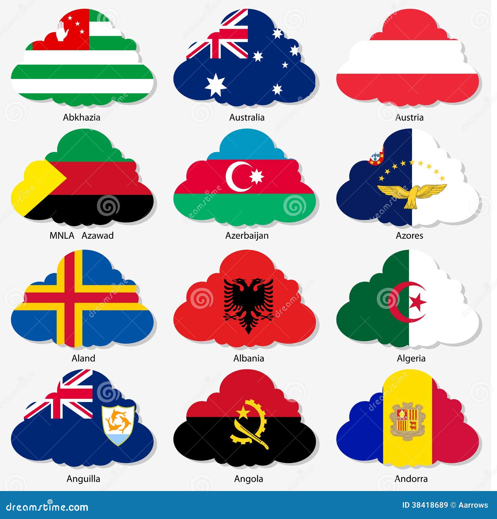 Set Flags of World Sovereign States in Form Stock Vector - Illustration ...