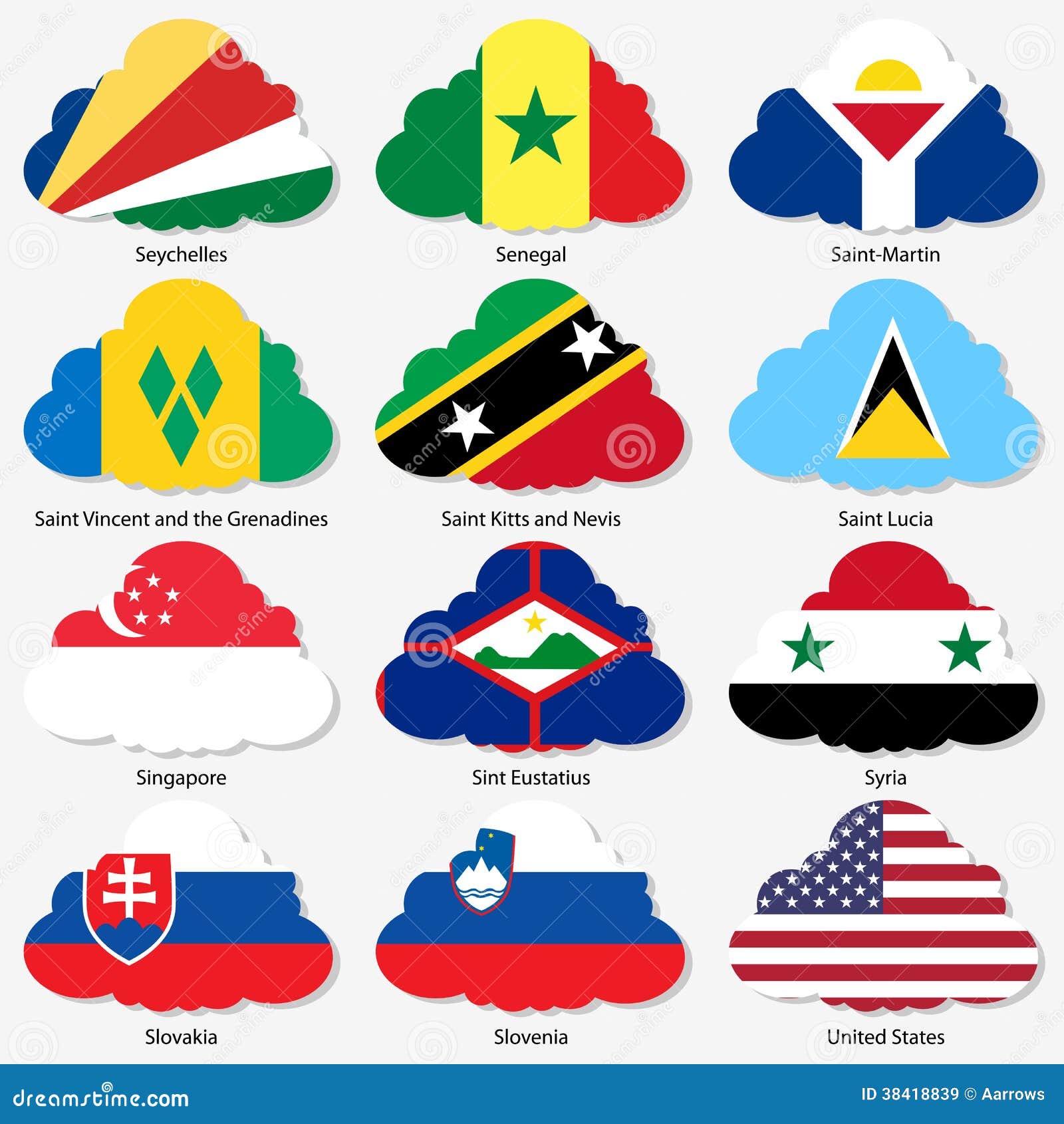 Set Flags of World Sovereign States in Form Stock Vector - Illustration ...