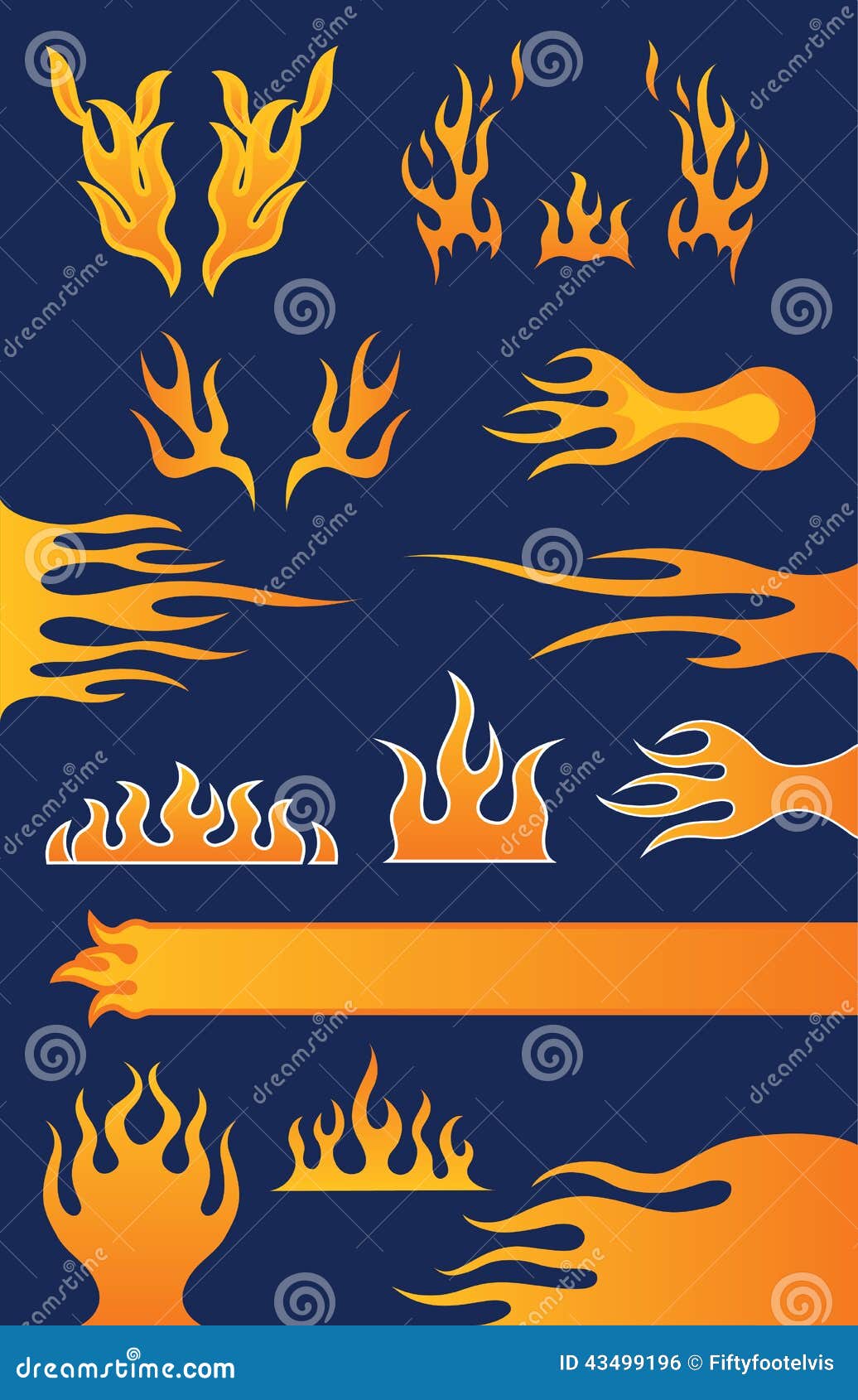 Set of 13 Flame Design Elements Stock Vector - Illustration of elements ...