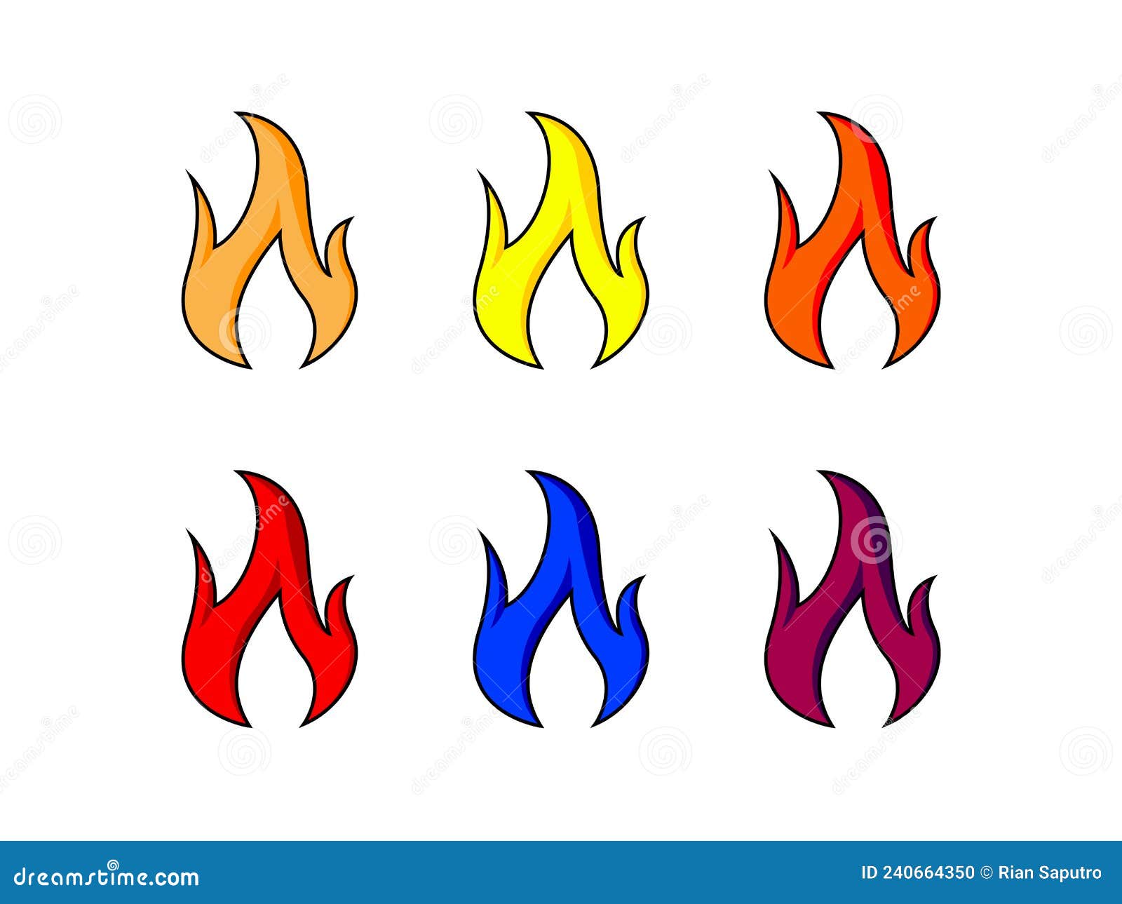 Set of flame icon stock vector. Illustration of sketch - 240664350