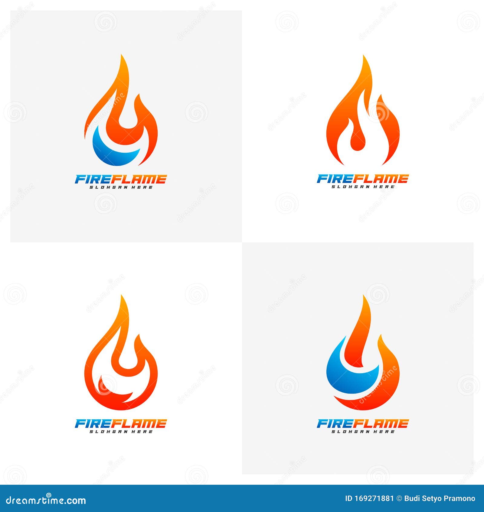 Set of Flame Logo Design Vector, Fire Logo Template, Blaze Icon Symbol ...