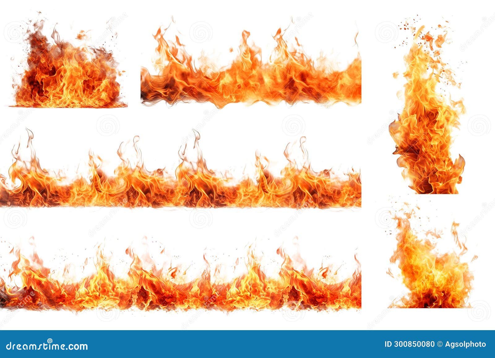 Set of Flames on a Transparent Background. a Set of Design Elements ...