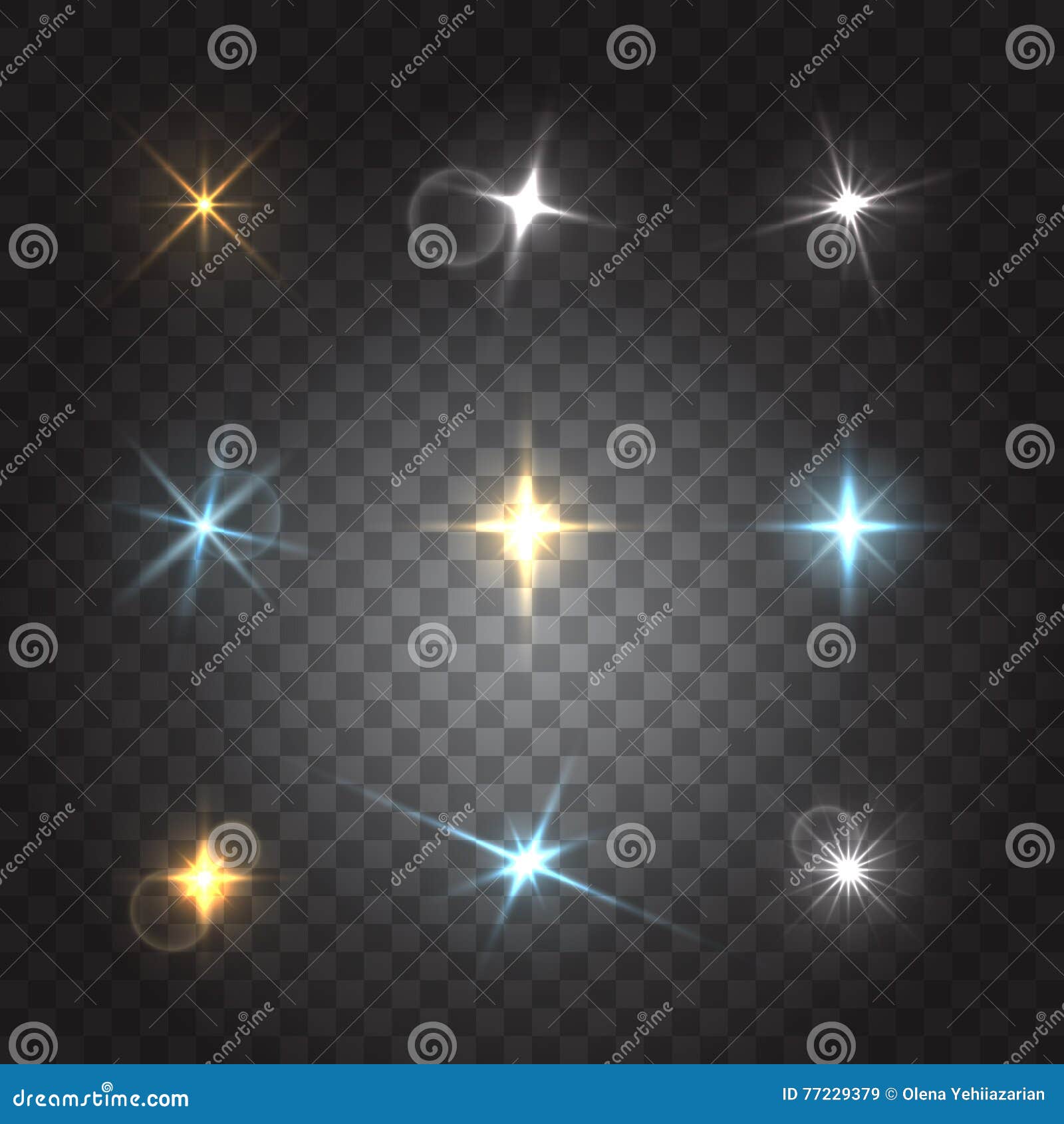 Set of Flash Lights and Shiny Glitter Stock Vector - Illustration of ...
