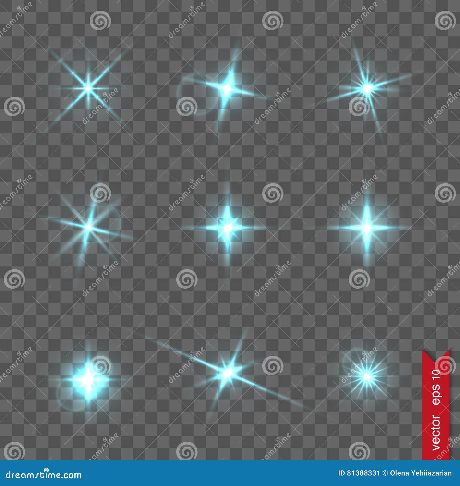 Set of Flash Lights and Shiny Glitter Stock Vector - Illustration of ...
