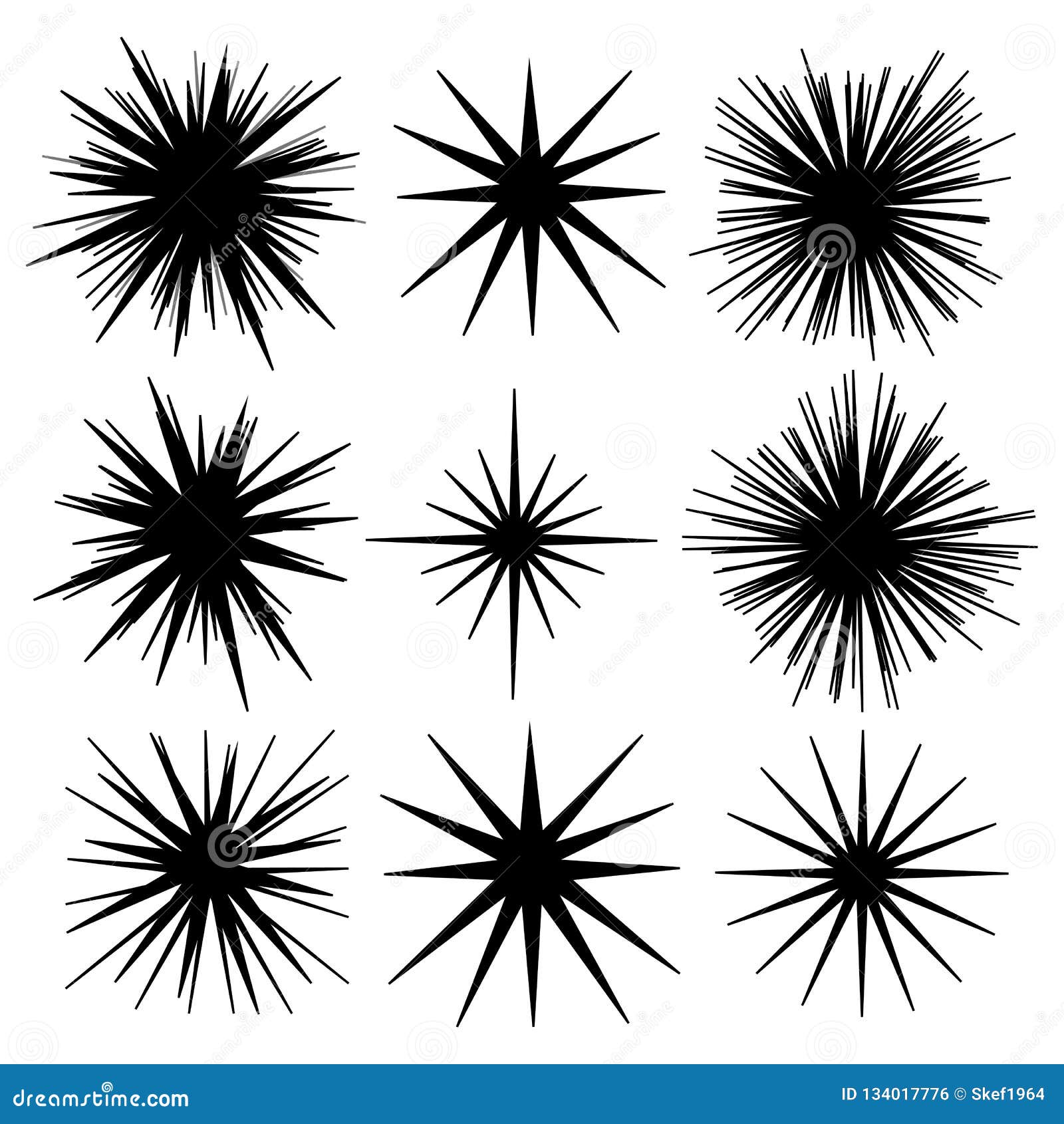 Glowing Radiant Flash Star Templates Patterns Set Stock Vector ...