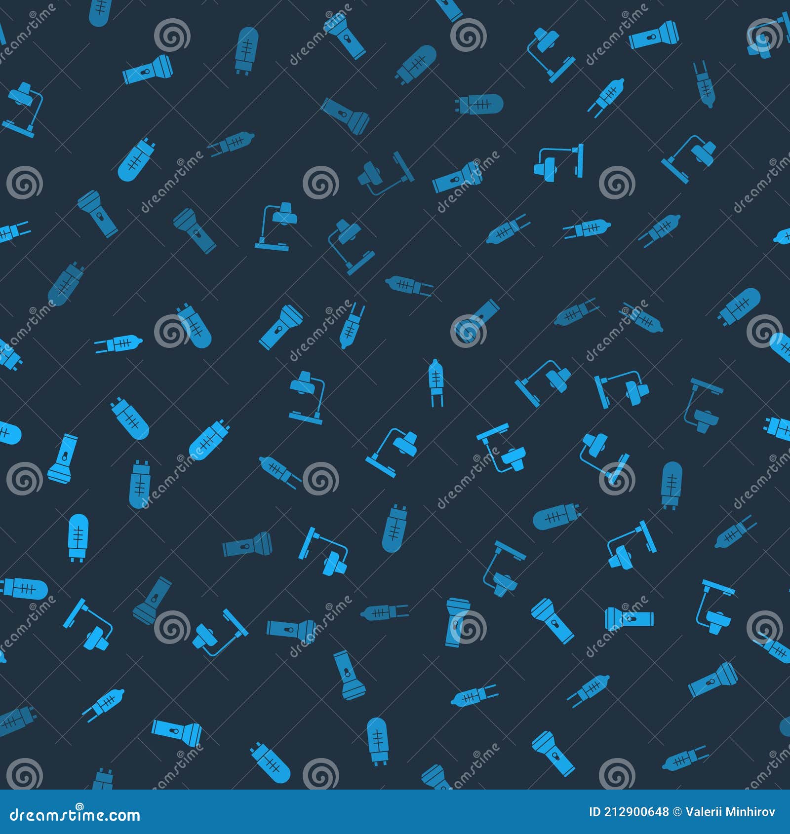 Set Flashlight, Table Lamp, Light Emitting Diode and on Seamless ...