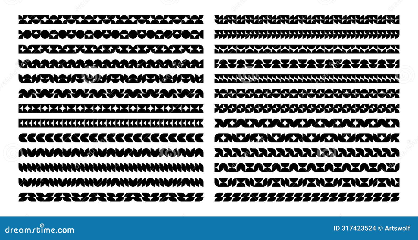 Set of Flat Abstract Circle Border Divider Design Stock Illustration ...