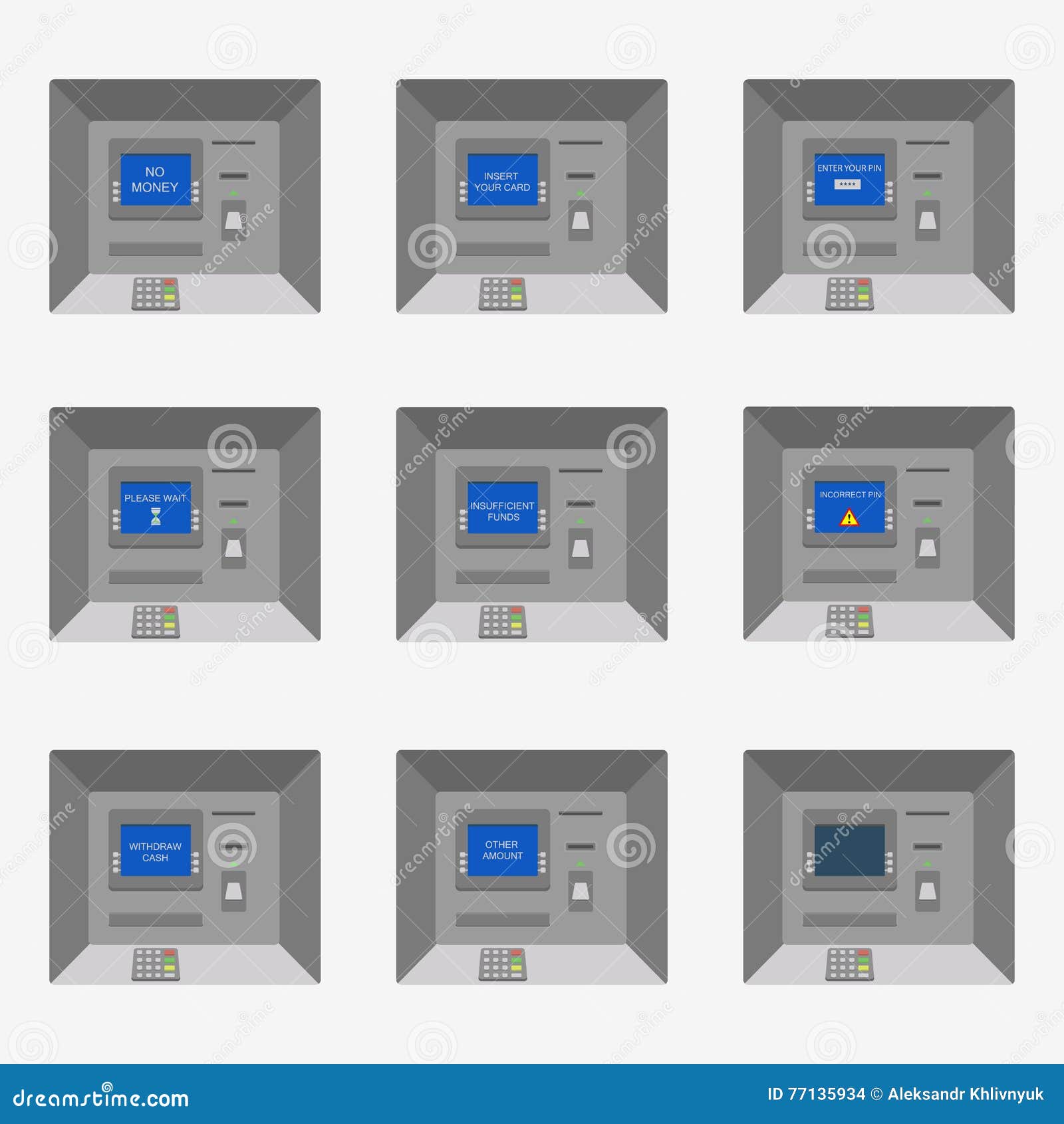 Set of the Flat ATM Machines. Stock Illustration - Illustration of ...