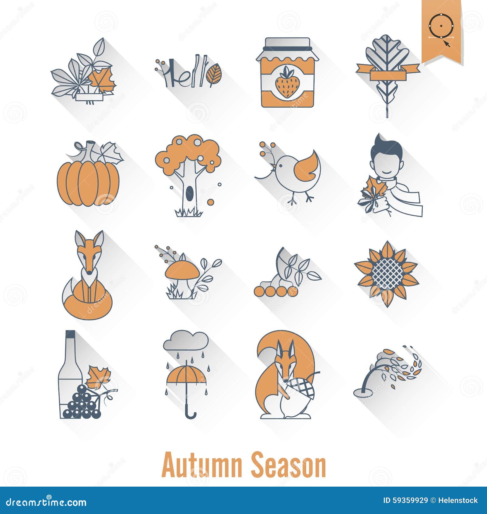 Set of Flat Autumn Icons stock vector. Illustration of halloween - 59359929