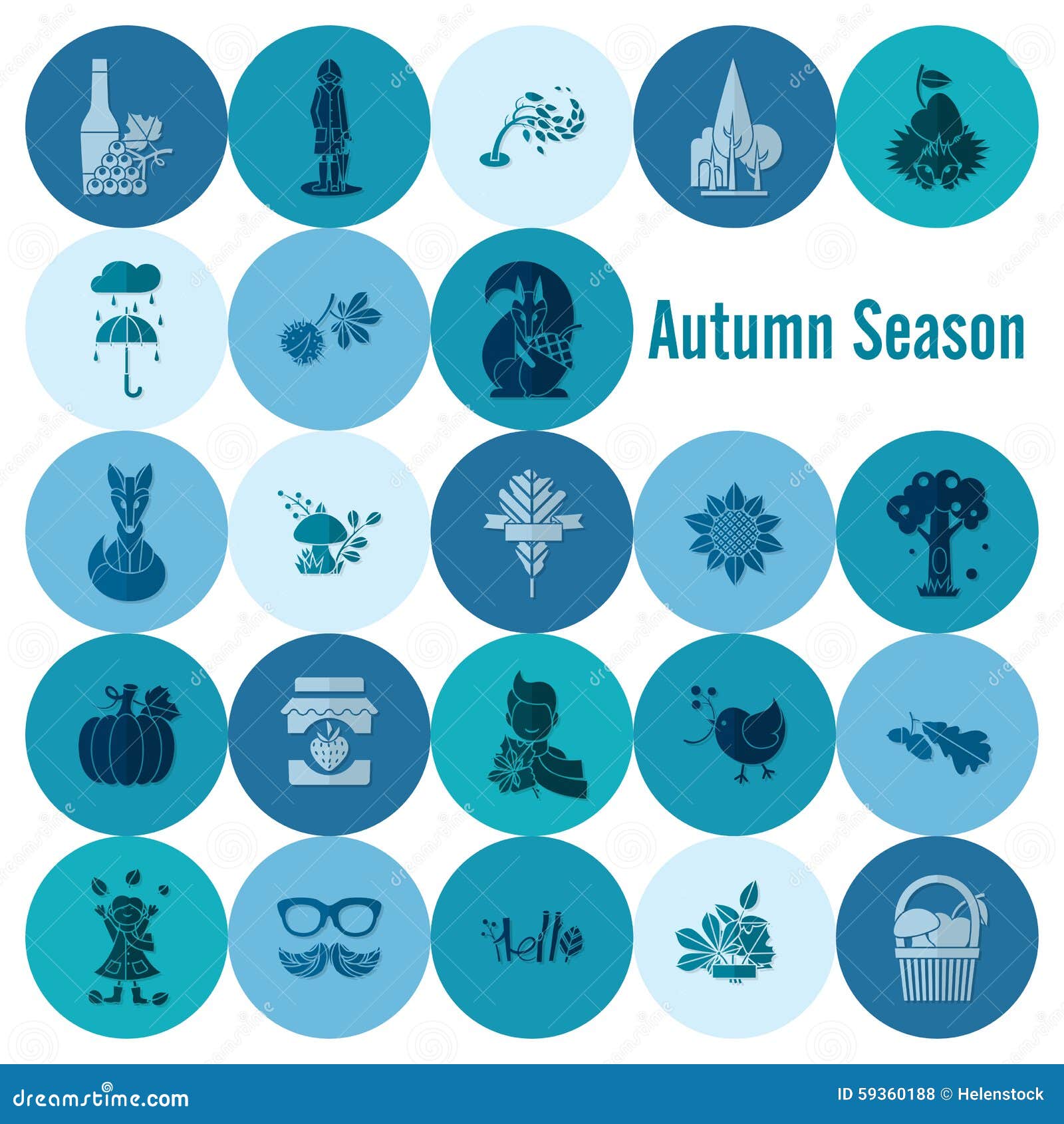 Set of Flat Autumn Icons stock vector. Illustration of graphic - 59360188