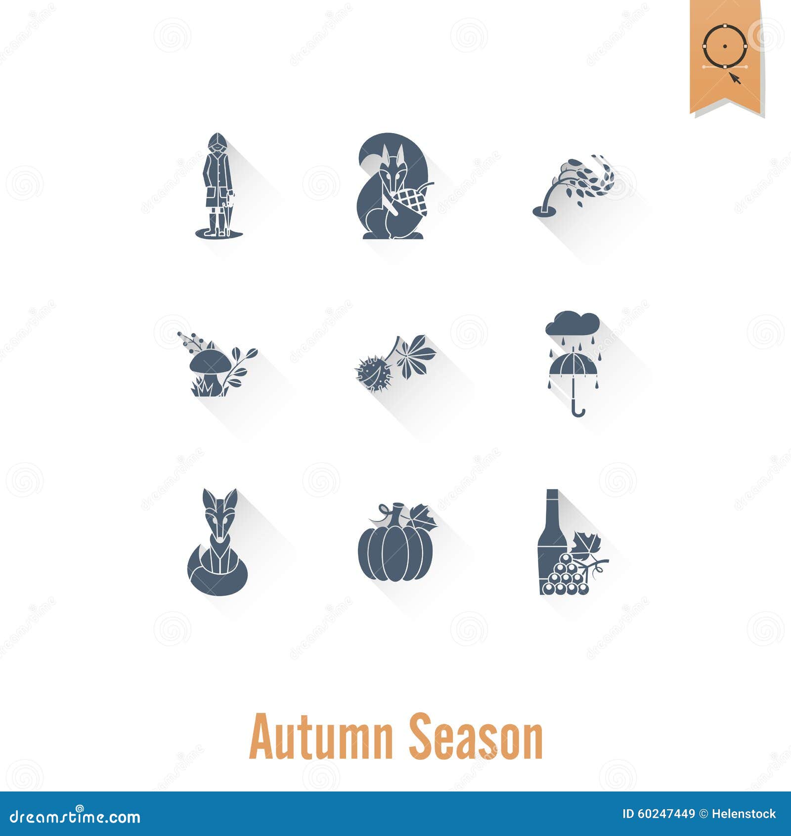 Set of Flat Autumn Icons stock vector. Illustration of nature - 60247449