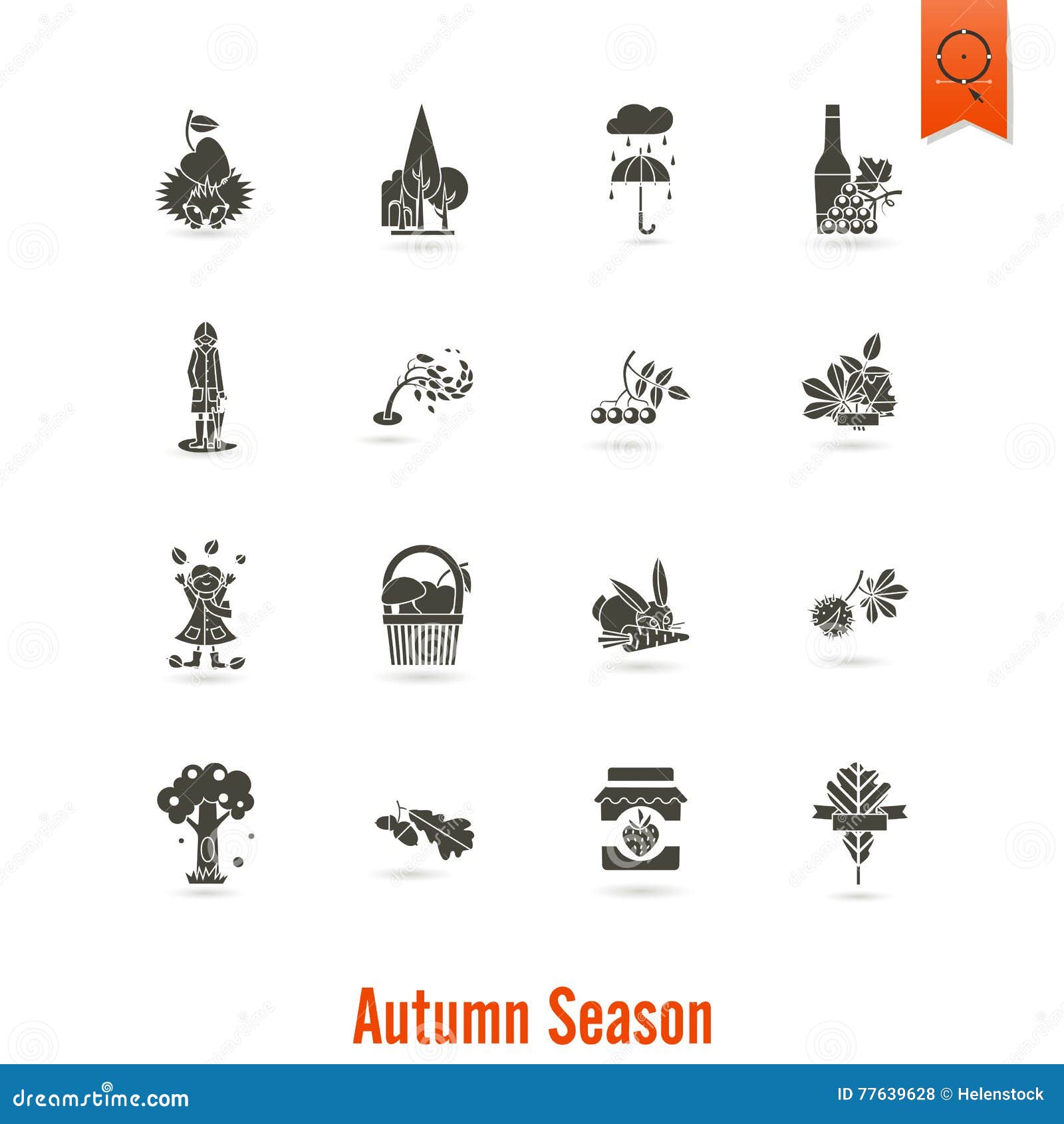 Set of Flat Autumn Icons stock vector. Illustration of bunch - 77639628