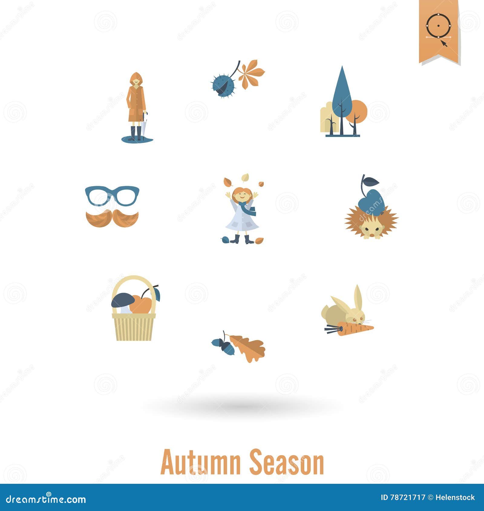 Set of Flat Autumn Icons stock vector. Illustration of decoration ...