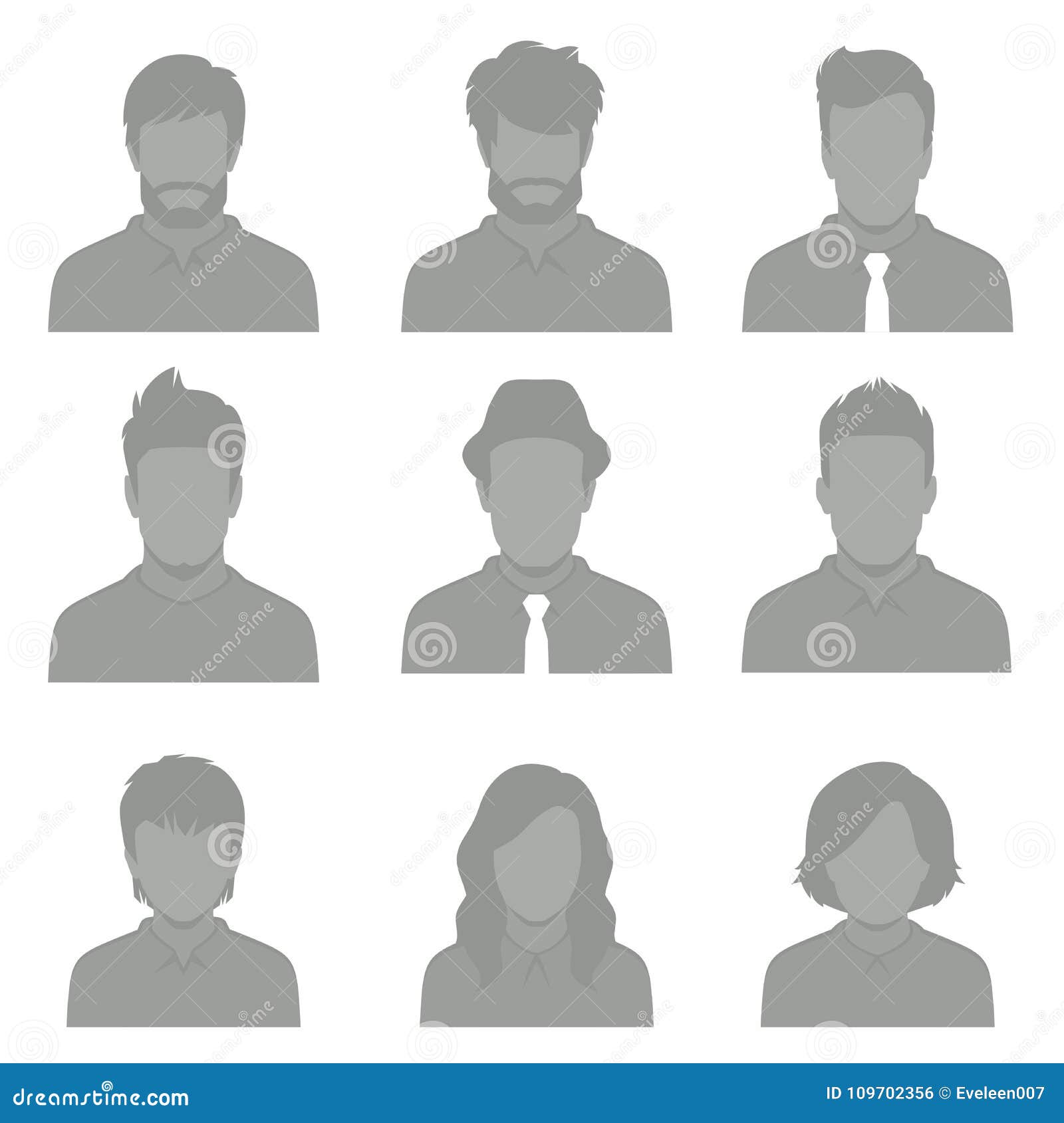 Set of Flat Avatar, Vector People Icon, User Faces Design Illustration ...