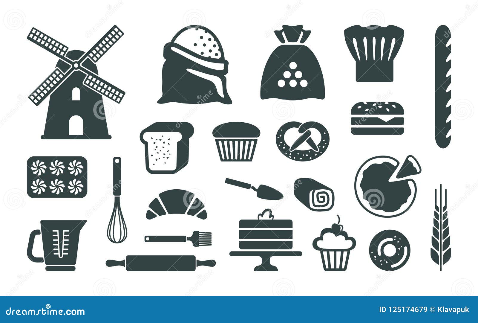 Set of Flat Bakery Icons. Vector Illustration Stock Vector ...