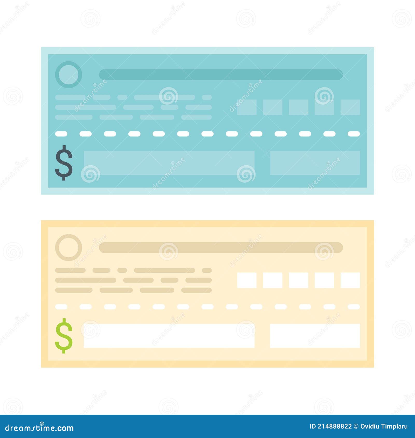 Set of Flat Bank Check Vector Illustration Isolated on White Stock ...