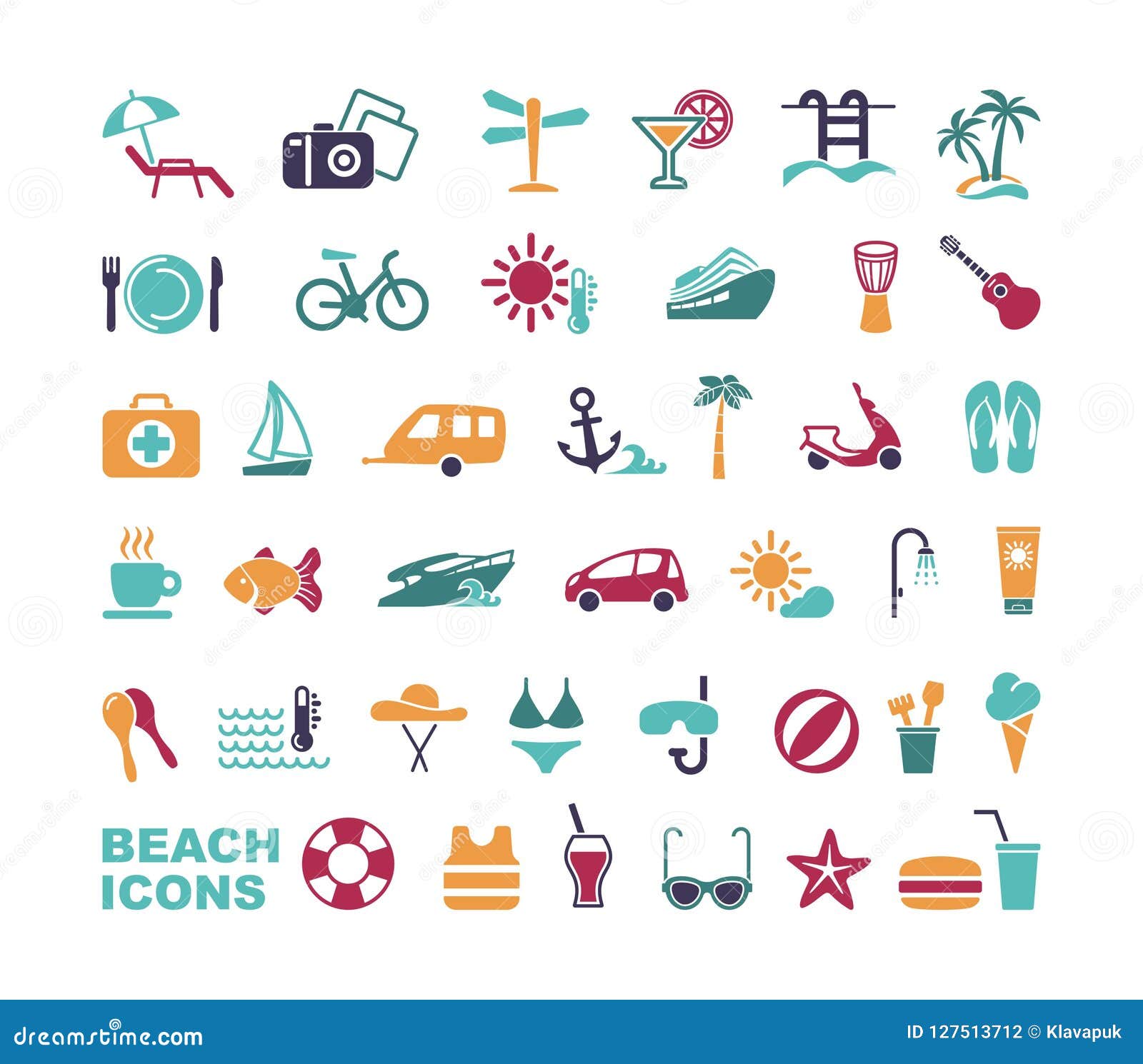 Set of Flat Beach Icons. Vector Illustration Stock Vector ...