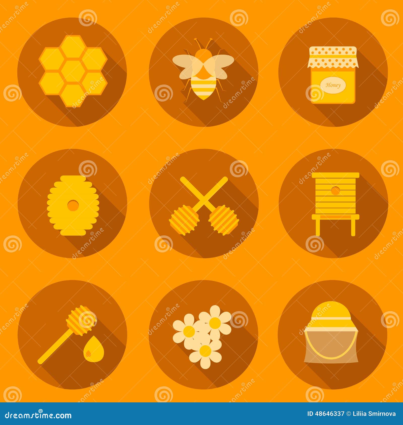 Set of Flat Beekeeping Icons Stock Vector - Illustration of drop ...