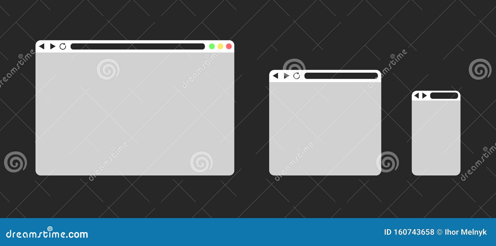 Set of Flat Blank Browser Windows Stock Vector - Illustration of frame ...