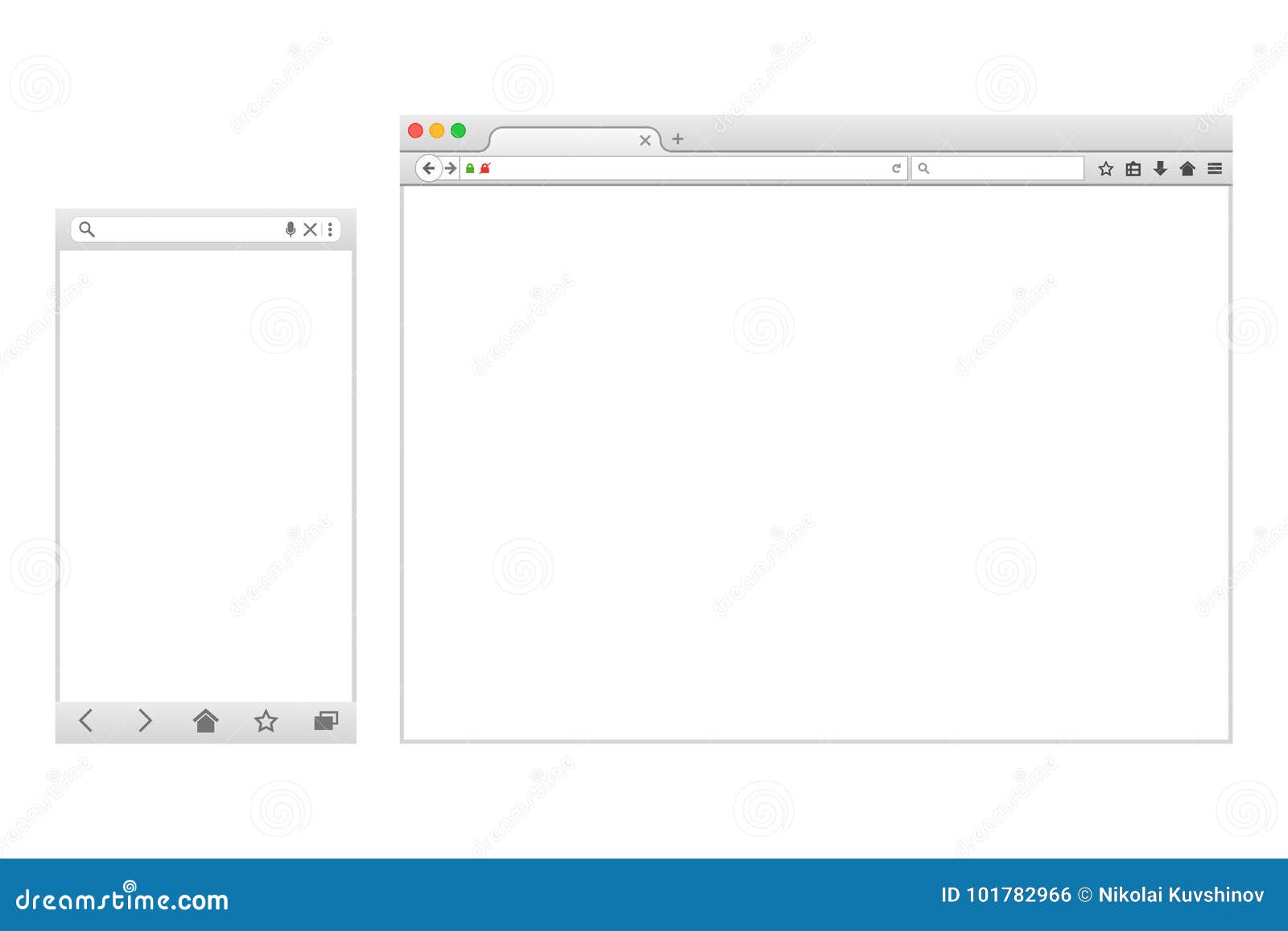 Set of Flat Blank Browser Windows for Different Devices. Stock Vector ...