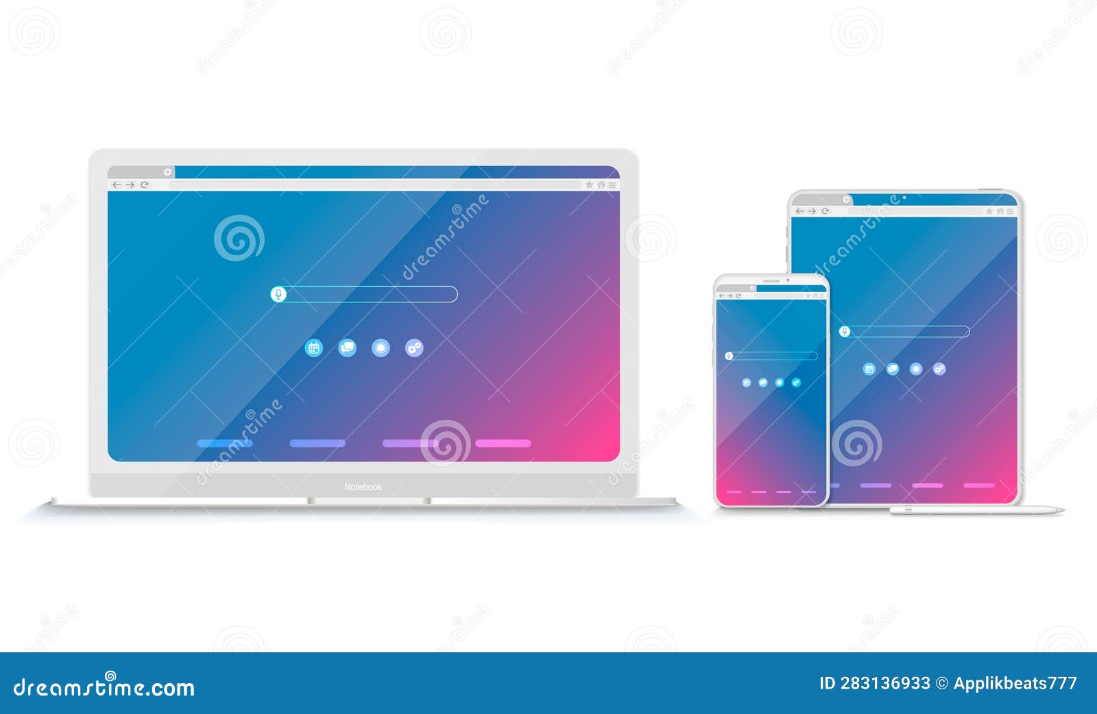 Set of Flat Blank Browser Windows for Different Devices. Vector Stock ...