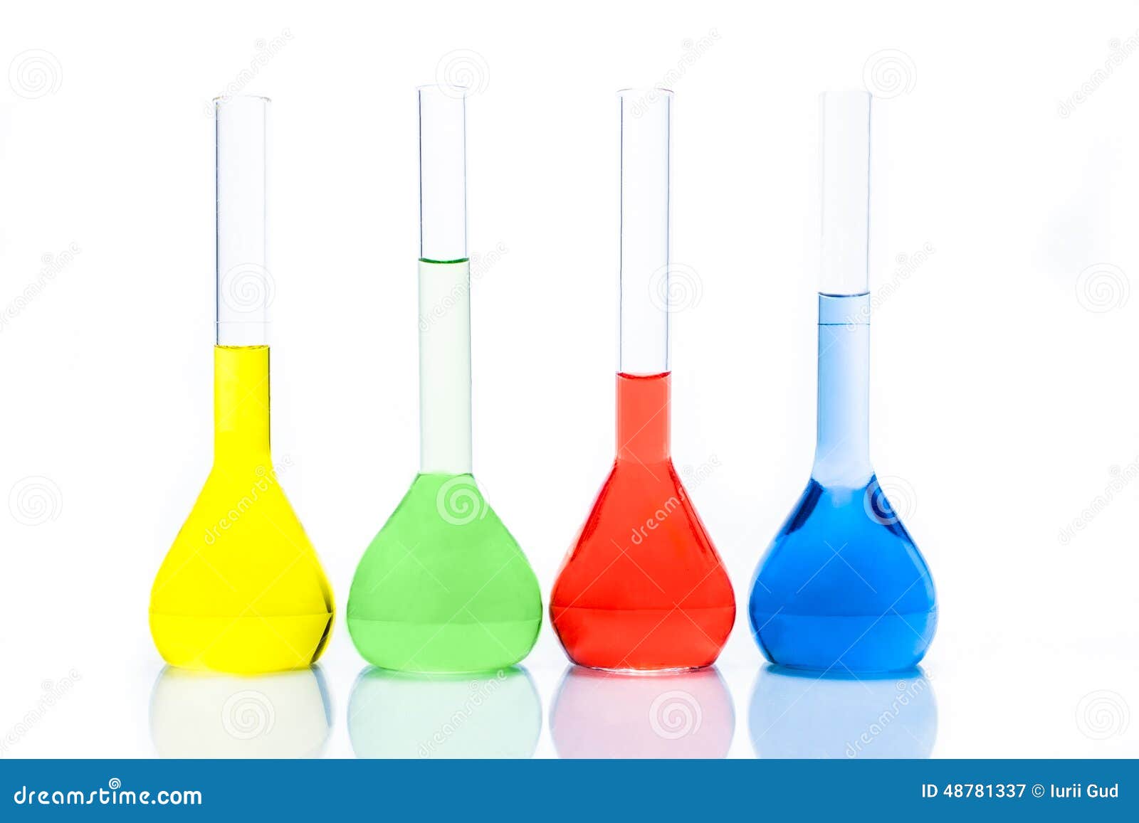 Set of Flat-bottomed Flasks with Color Liquid Stock Image - Image of ...