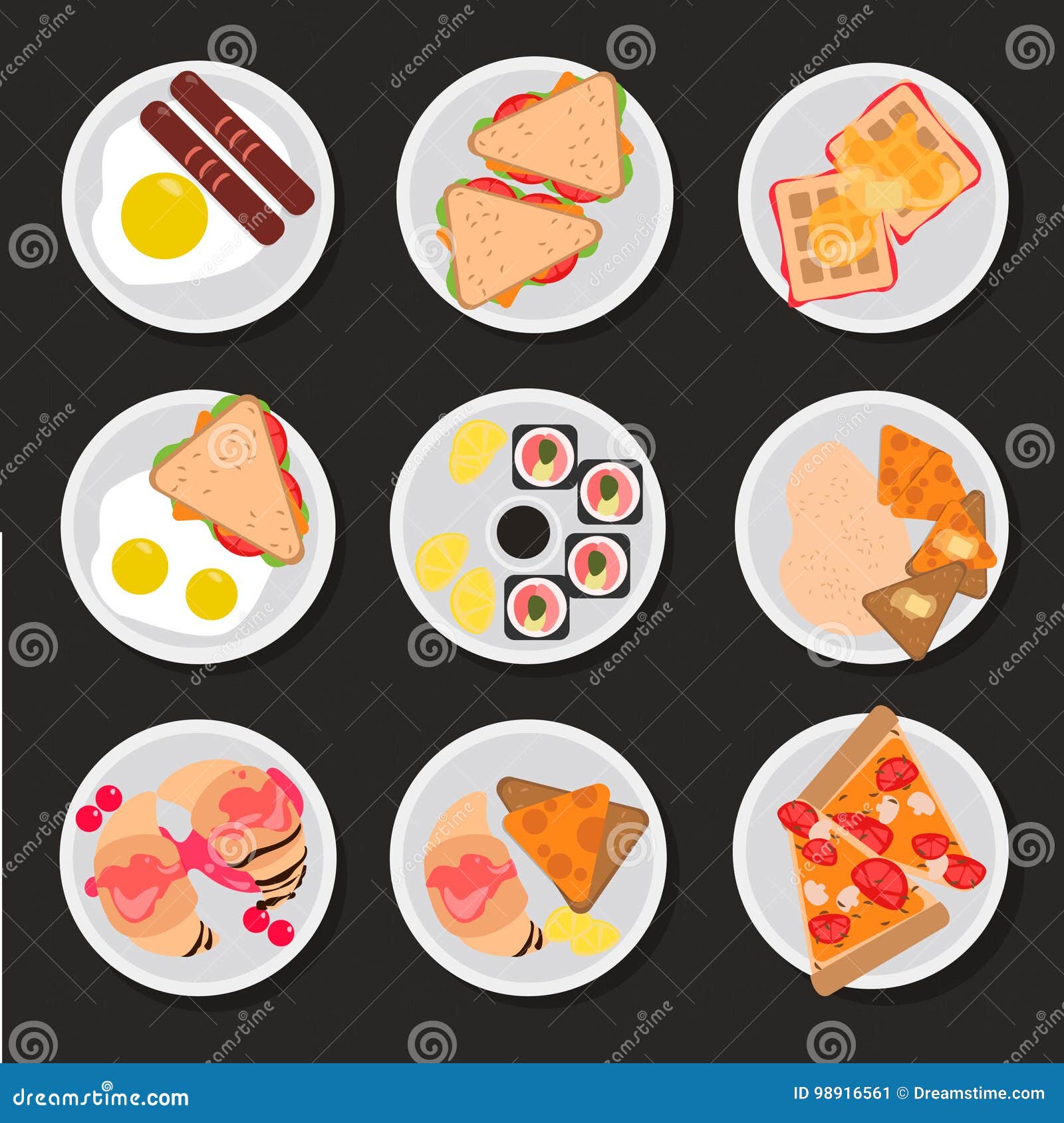 Set of Flat Breakfast Icons Stock Vector - Illustration of drink ...