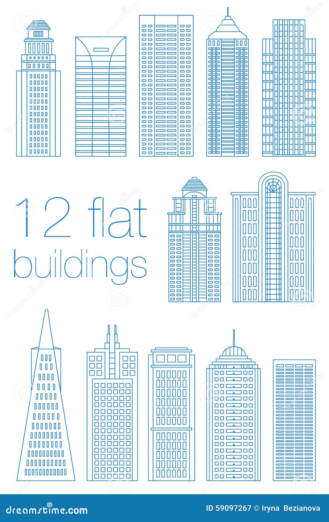 Set flat building city stock vector. Illustration of building - 59097267