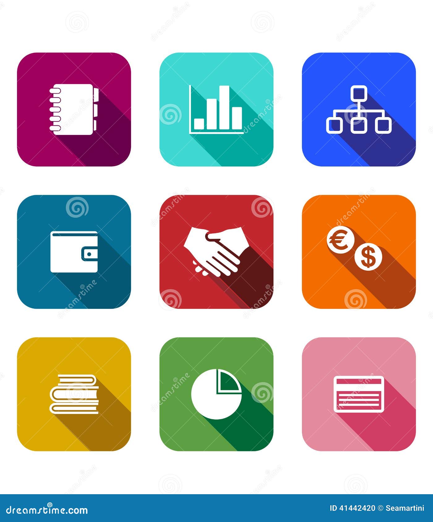 Set of flat business icons stock vector. Illustration of icon - 41442420