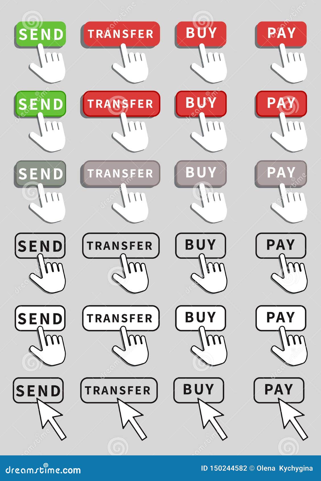 Set Of Flat Buttons Design Isolated On White Background. Send, Buy ...