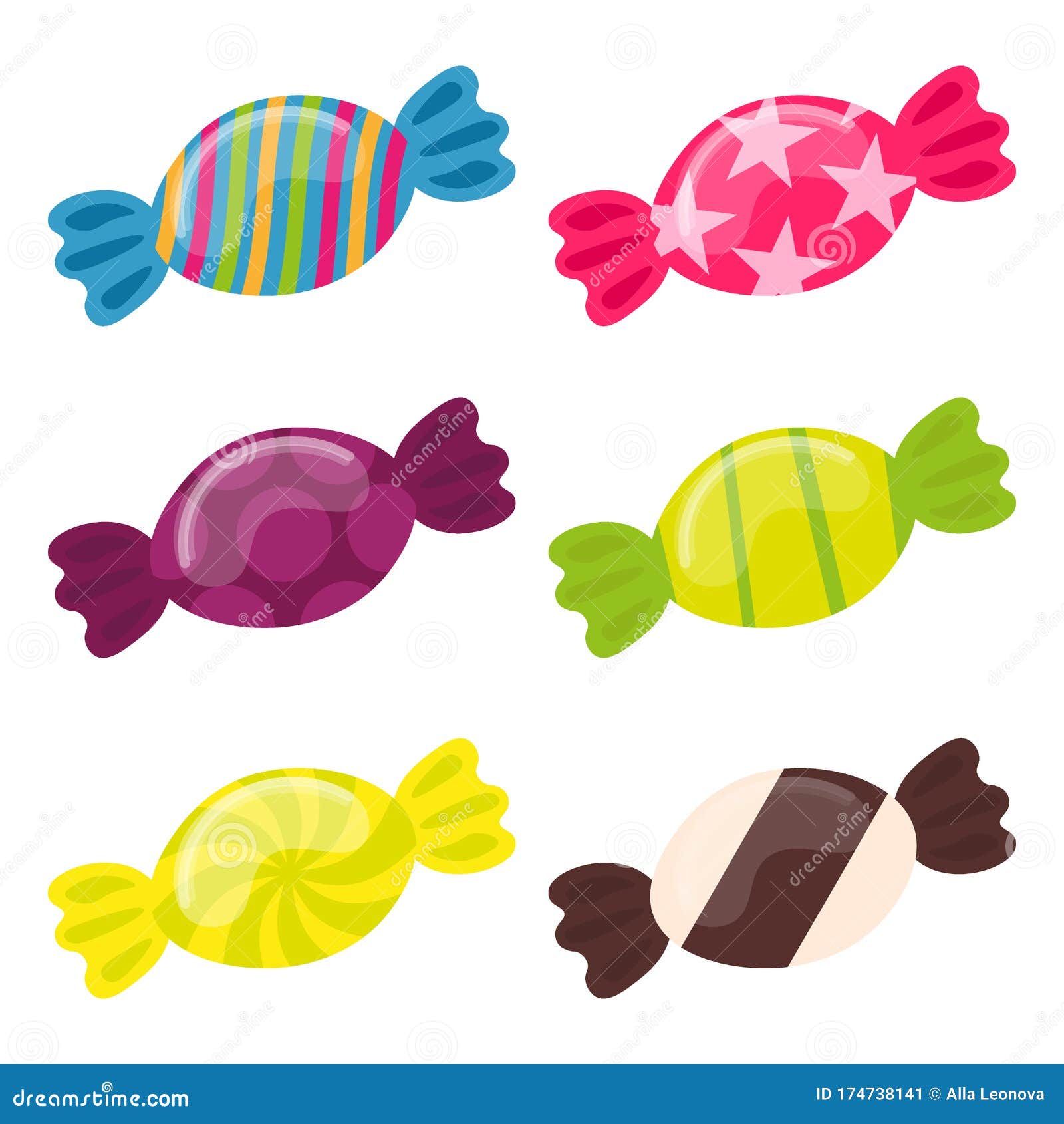 Set of Flat Candy Sweets. Vector Illustration. Stock Vector ...