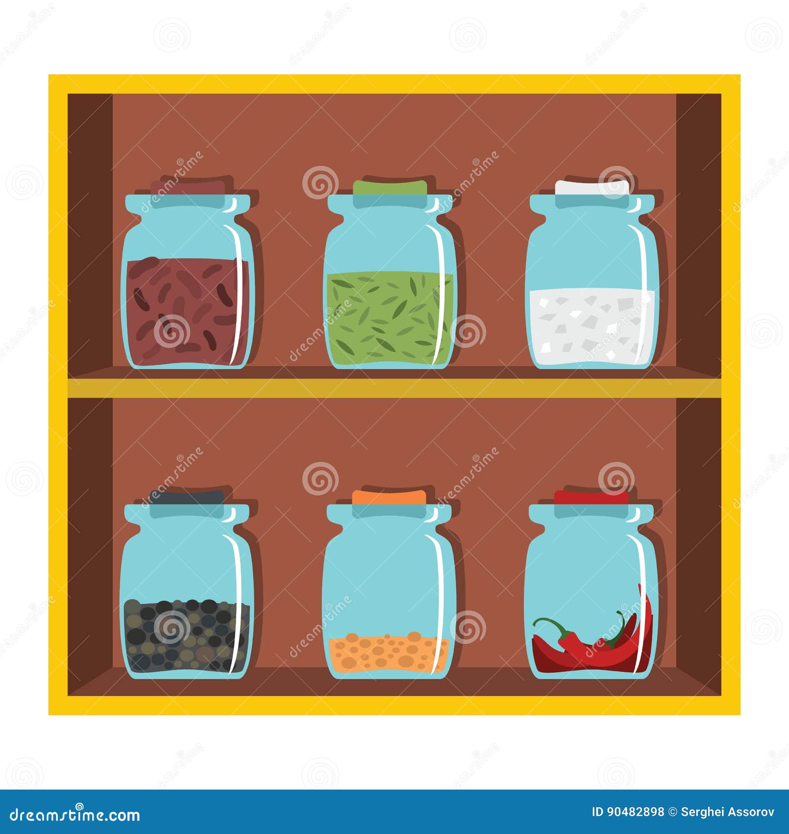 Set Flat Cartoon Shelf Spices Stock Vector - Illustration of flat ...