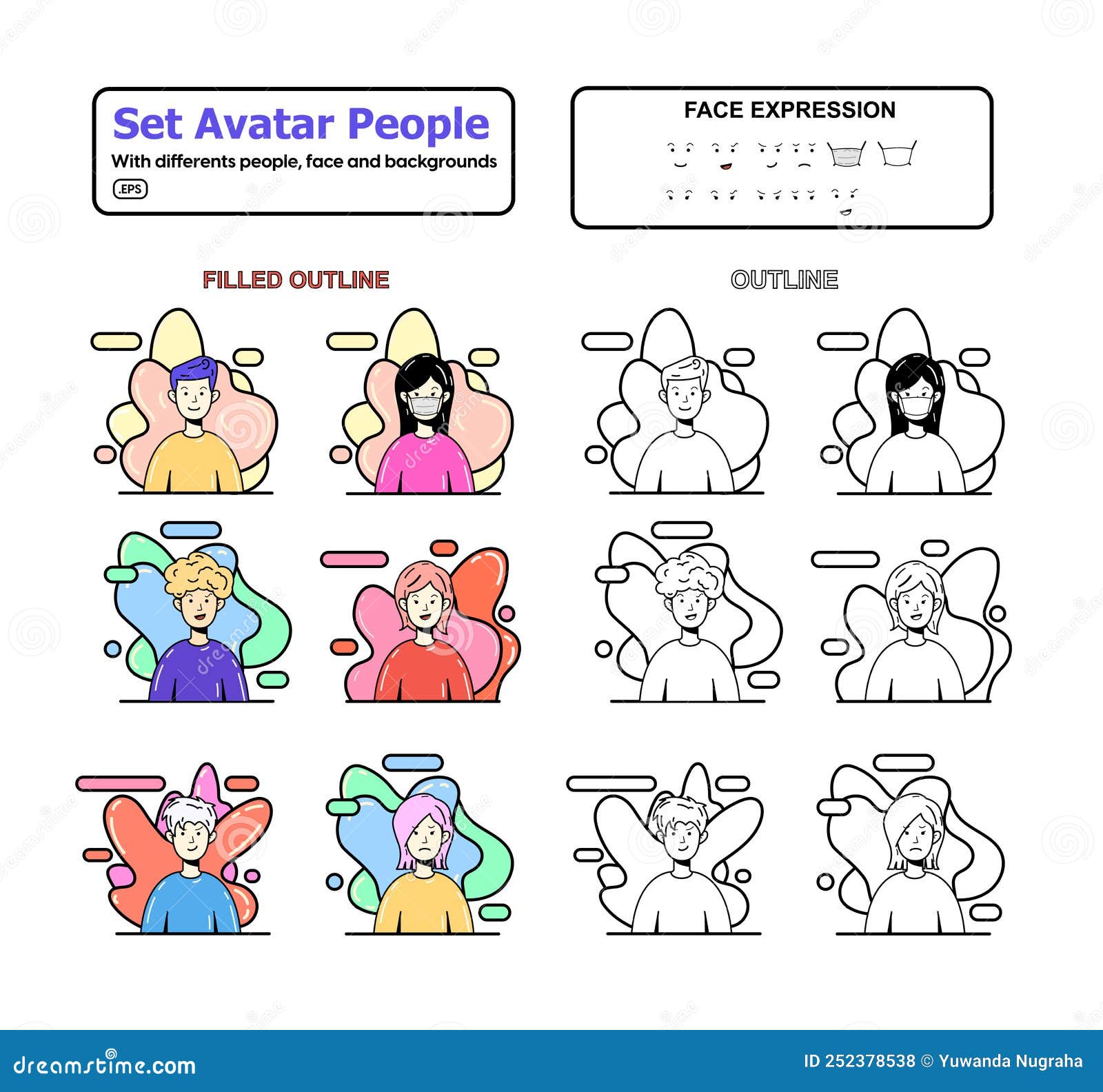 Set of Flat Character Avatar People Vector Design Stock Vector ...