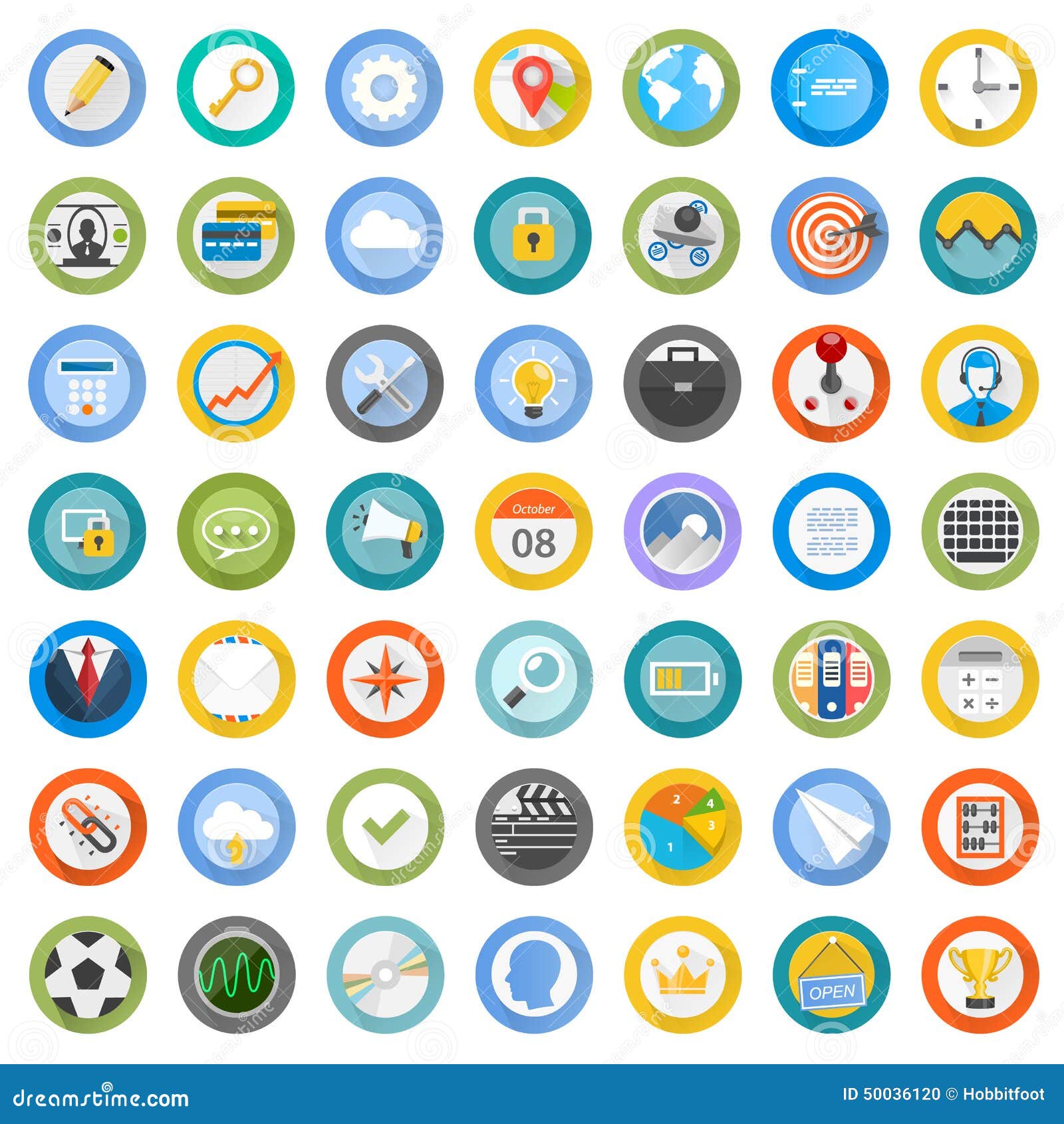 Set flat circular icons stock vector. Illustration of keyboard - 50036120