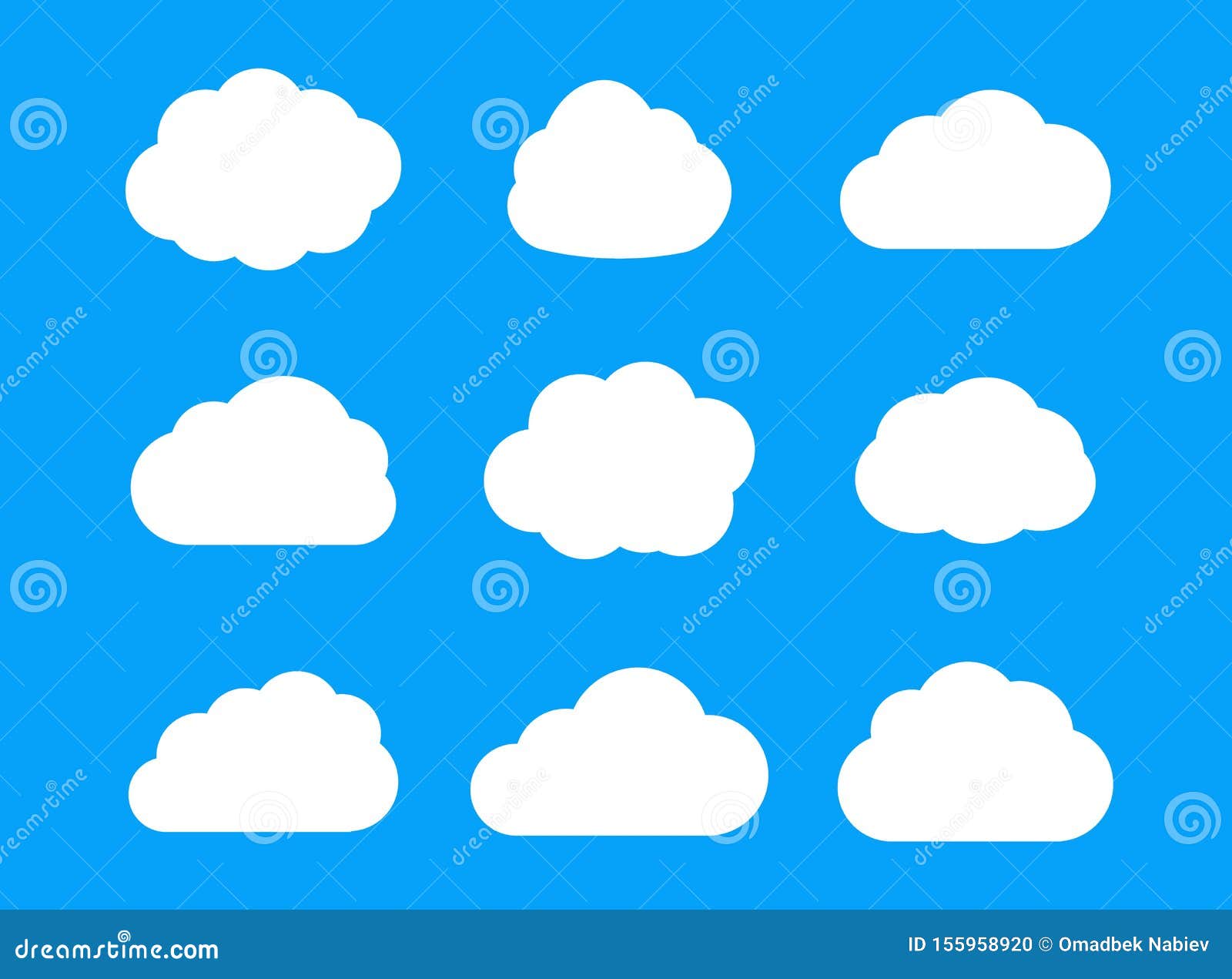 Set of flat cloud icons. stock vector. Illustration of flat - 155958920