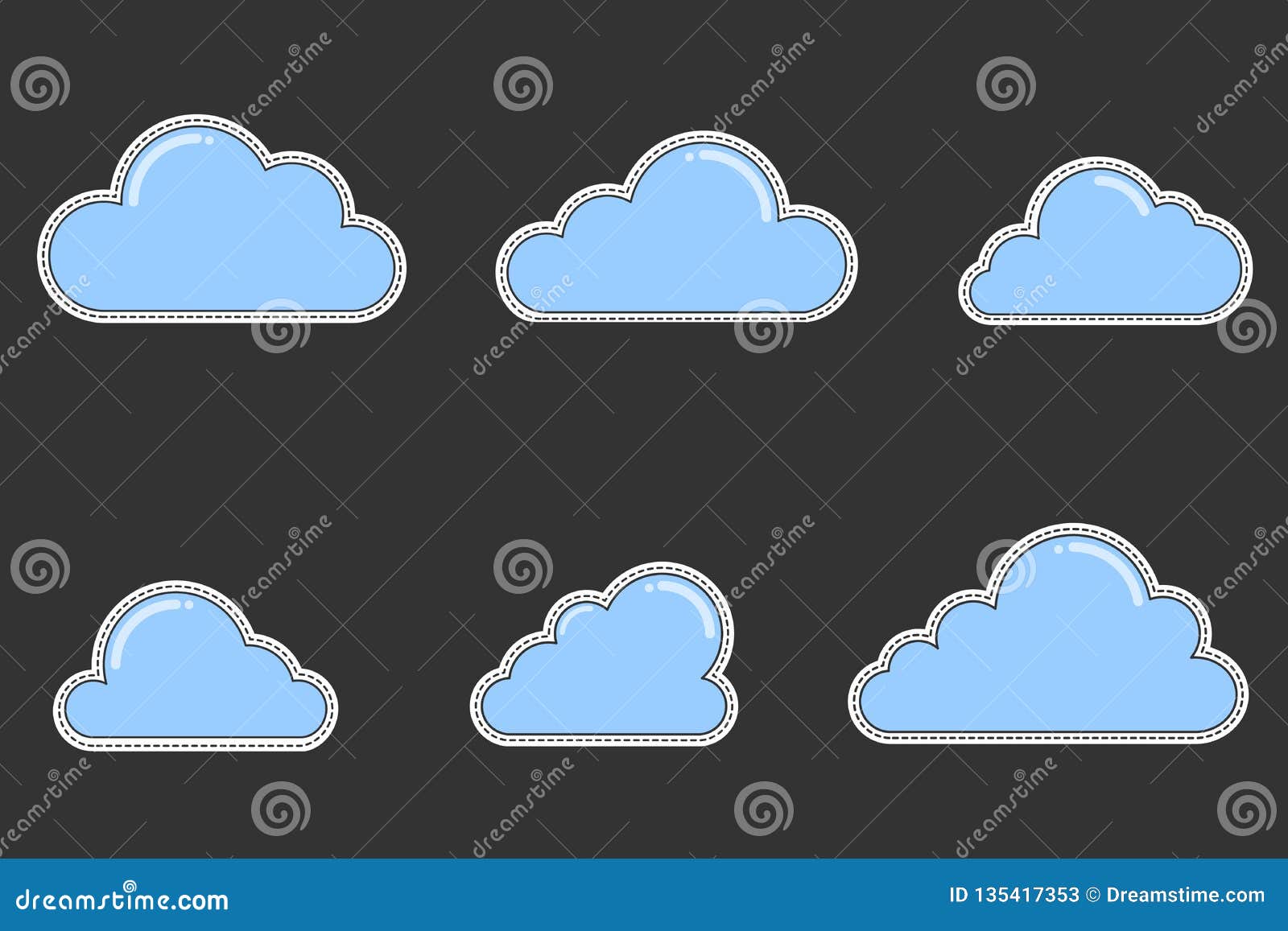 Set of Flat Cloud patches. stock illustration. Illustration of element ...
