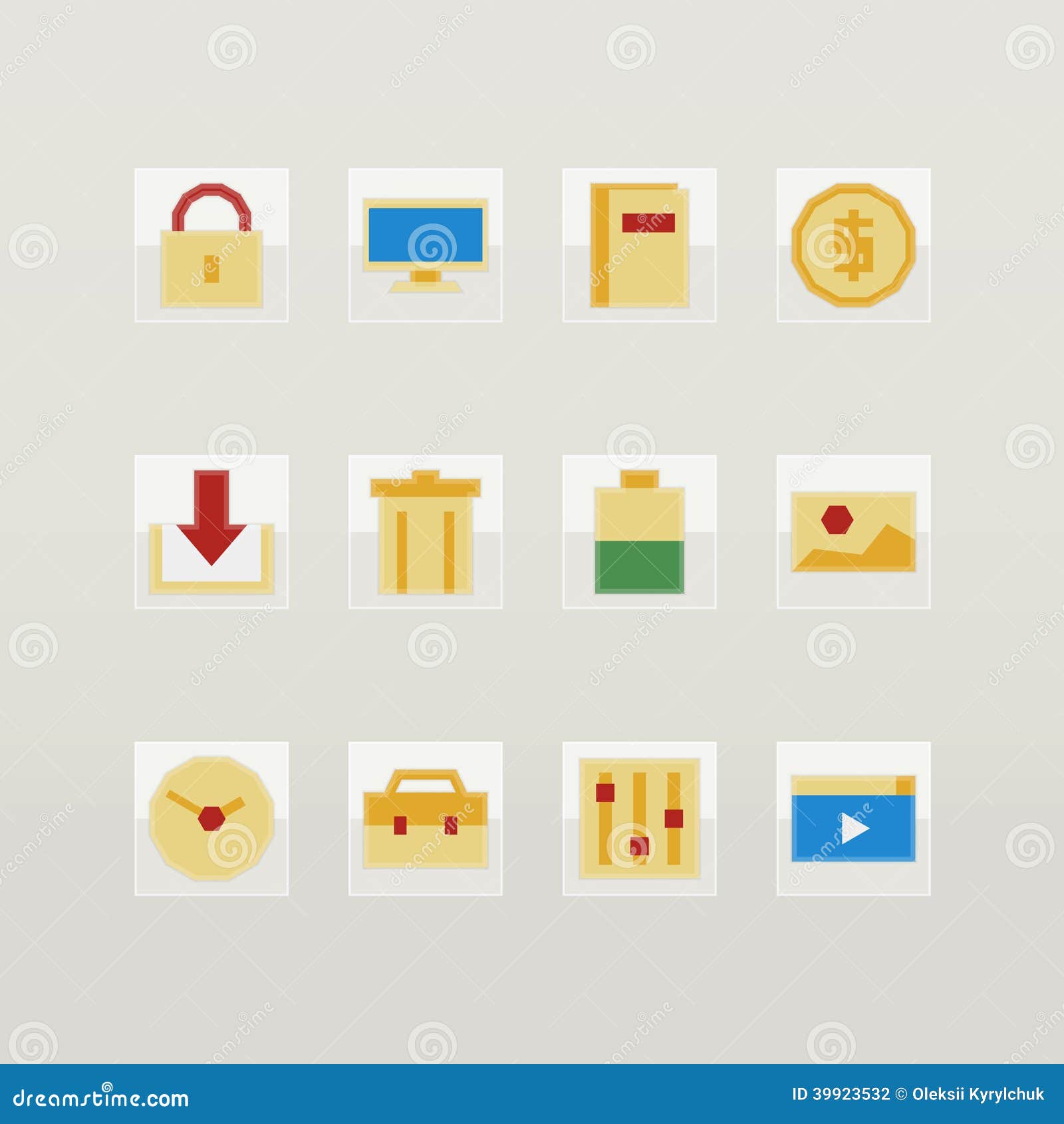 Set of flat color icons stock vector. Illustration of internet - 39923532