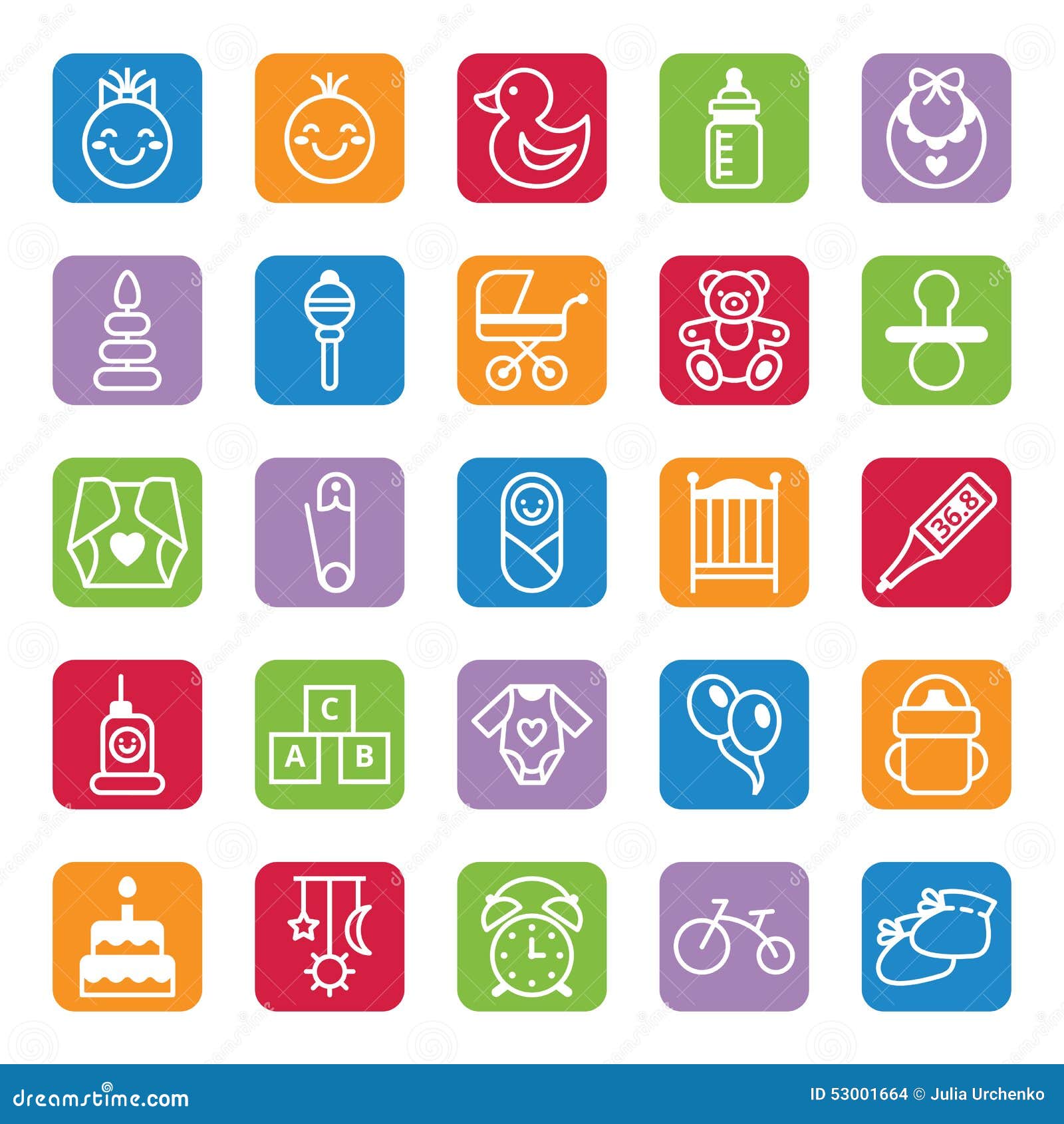 Set of Flat Color Icons Baby and Accessories Stock Vector ...