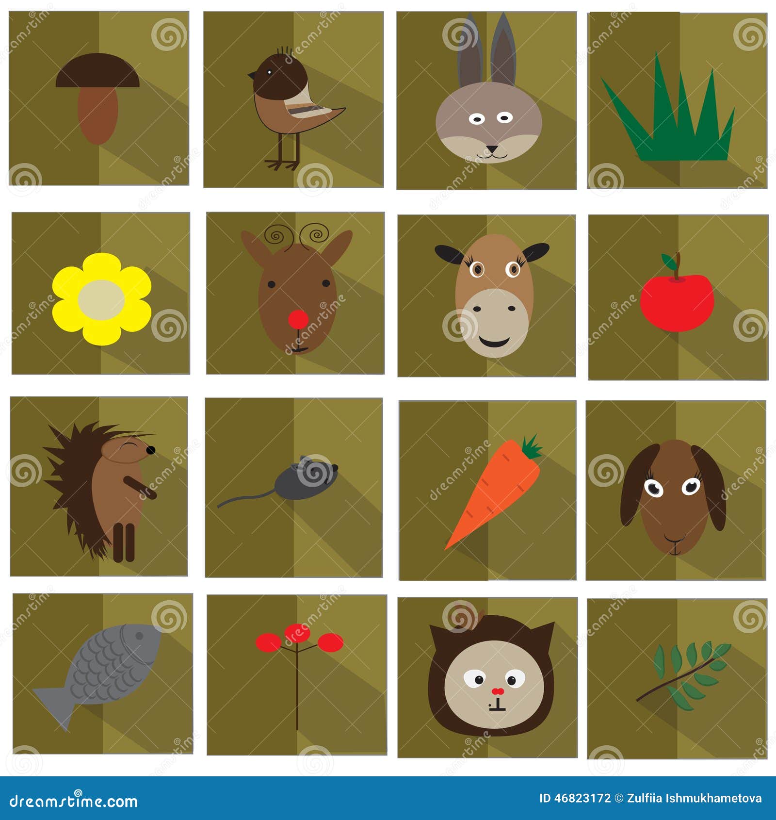 Set of Flat Colorful Vector Animal Icons Stock Vector - Illustration of ...