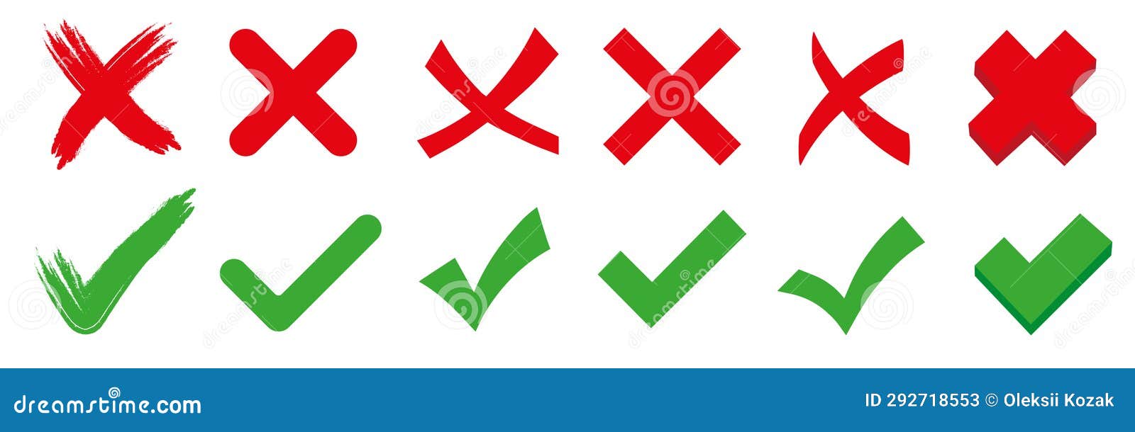 Set of Flat Confirm and Cancel Check Marks. Signs and Lines of ...