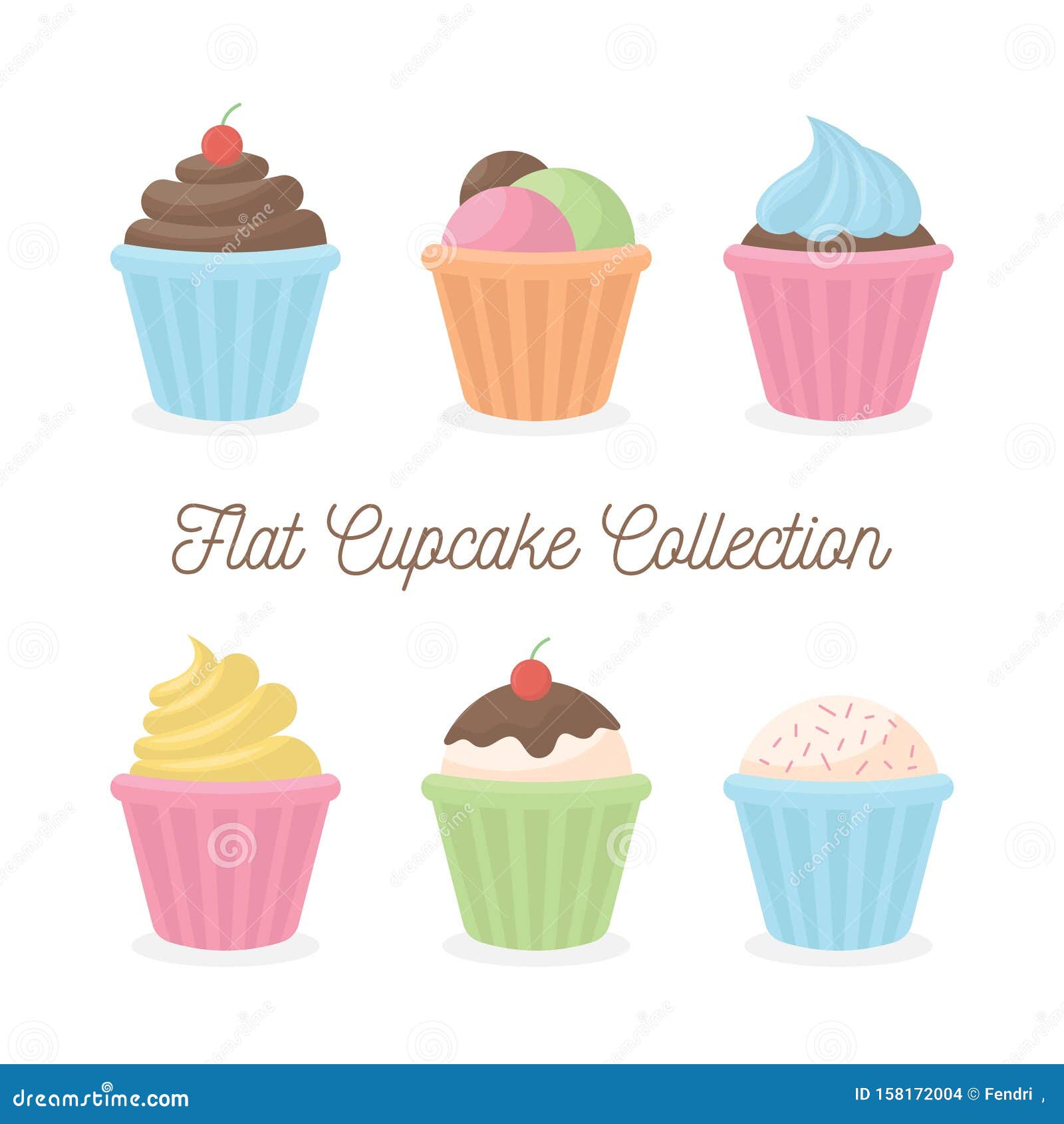 FLAT CUPCAKE VECTOR stock vector. Illustration of chocolate - 158172004