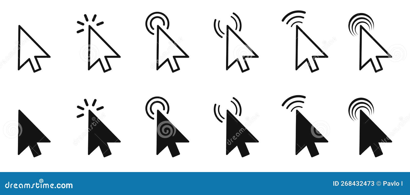 Set of Flat Cursor Icons in Arrow Form, Cursor Signs – Vector Stock ...