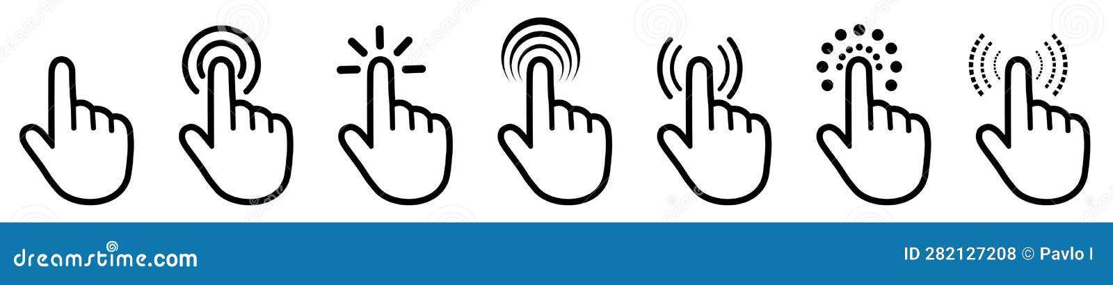 Set Of Flat Cursor Icons Click Or Press Cursor Set Arrow Pointer Loading Progress Vector